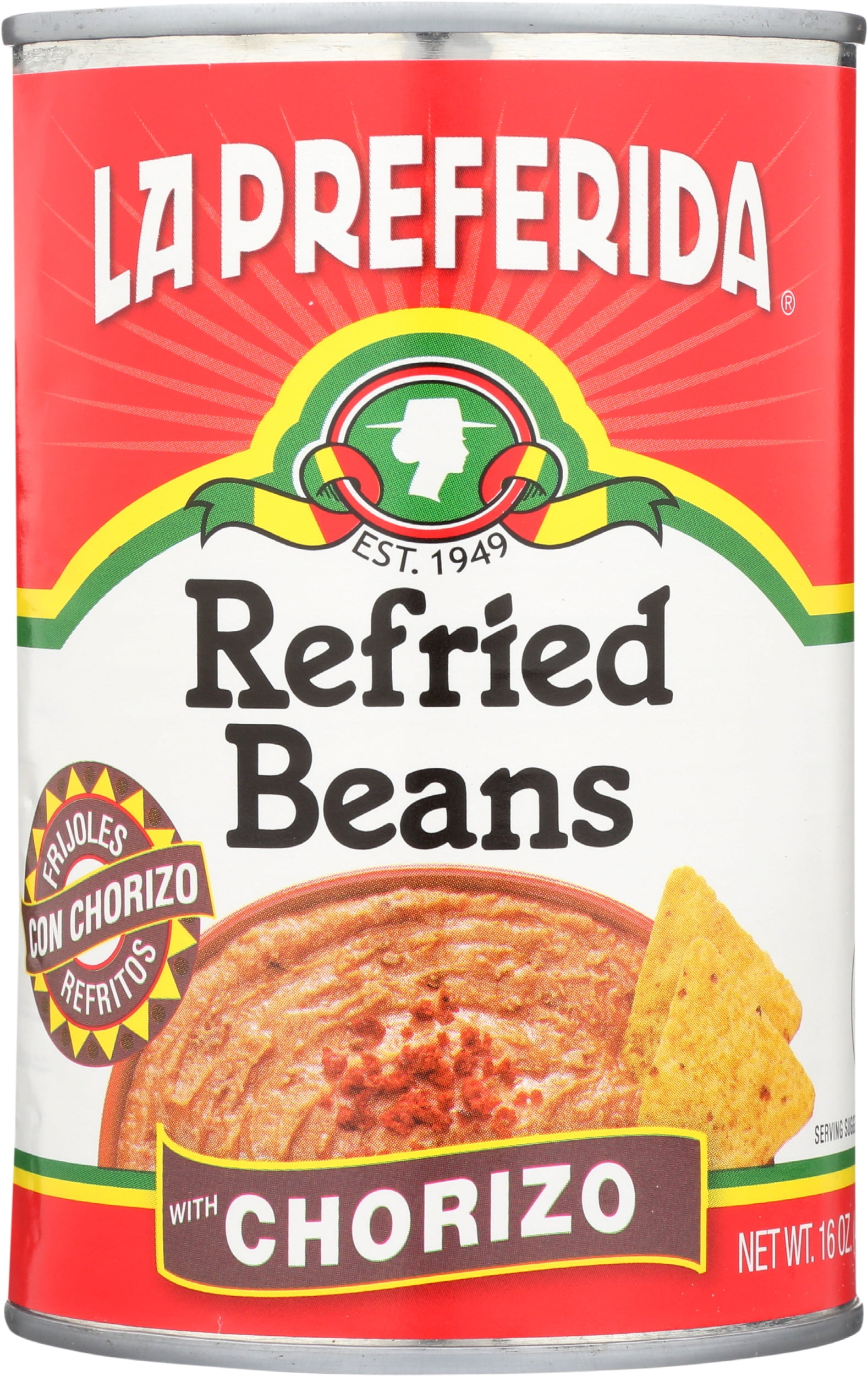 Pack of 12, La Preferida Refried Beans with Chorizo, 16 oz - Walmart.com