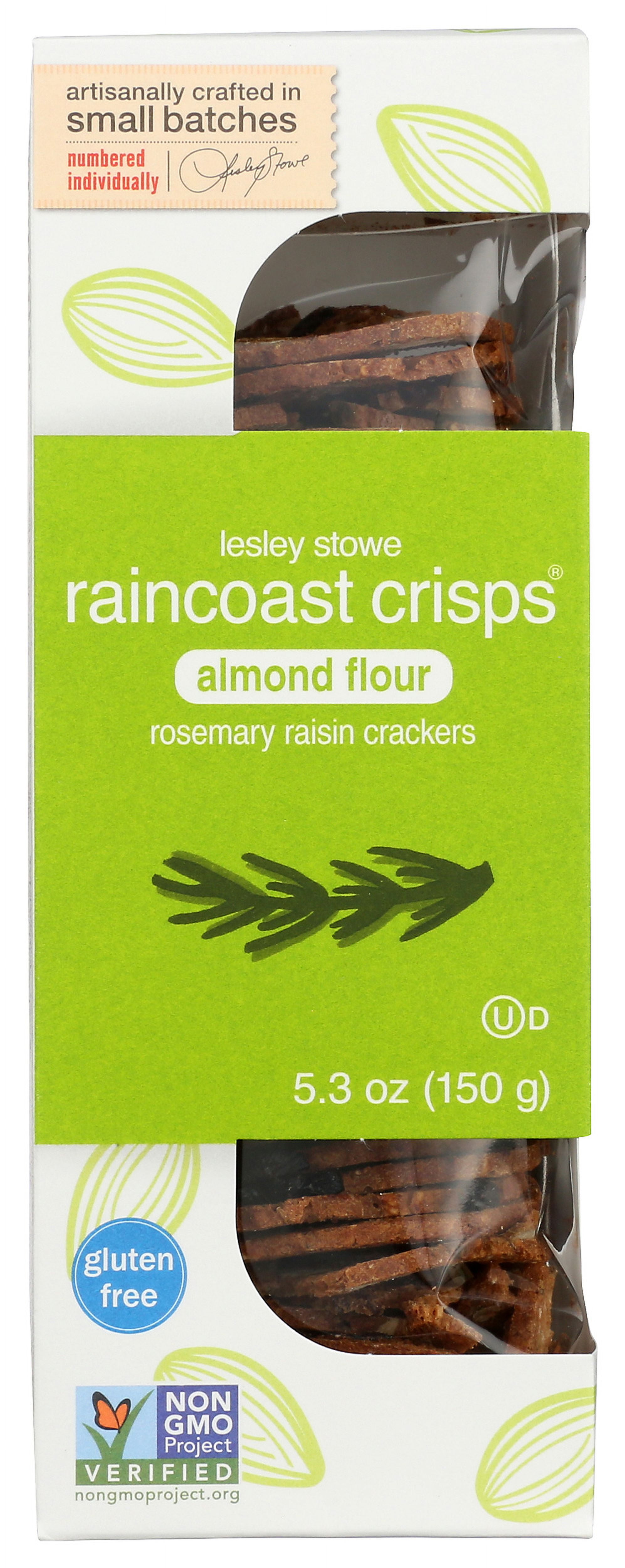 (Pack of 12), Lesley Stowe Raincoast Crisps Almond Flour Rosemary ...