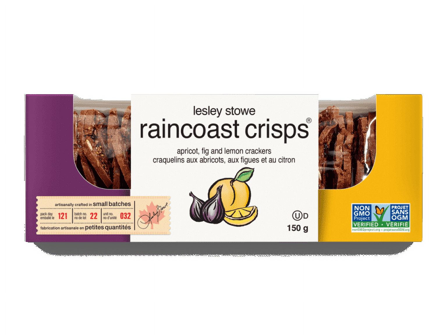 (Pack of 12), Lesley Stowe Raincoast Crisps Apricot, Fig & Lemon ...