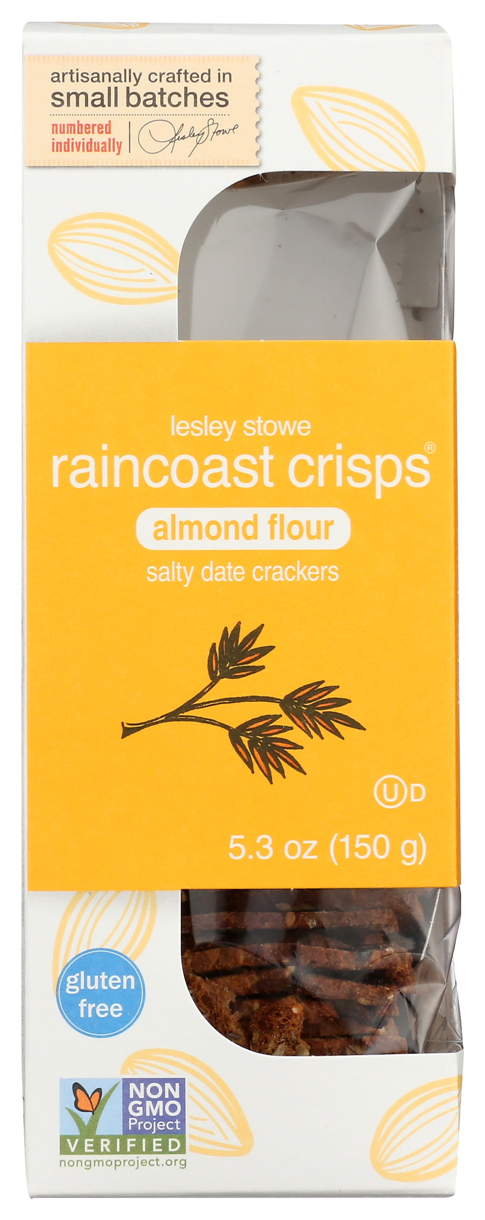 (Pack of 12), Lesley Stowe Raincoast Crisps Salty Date & Almond ...