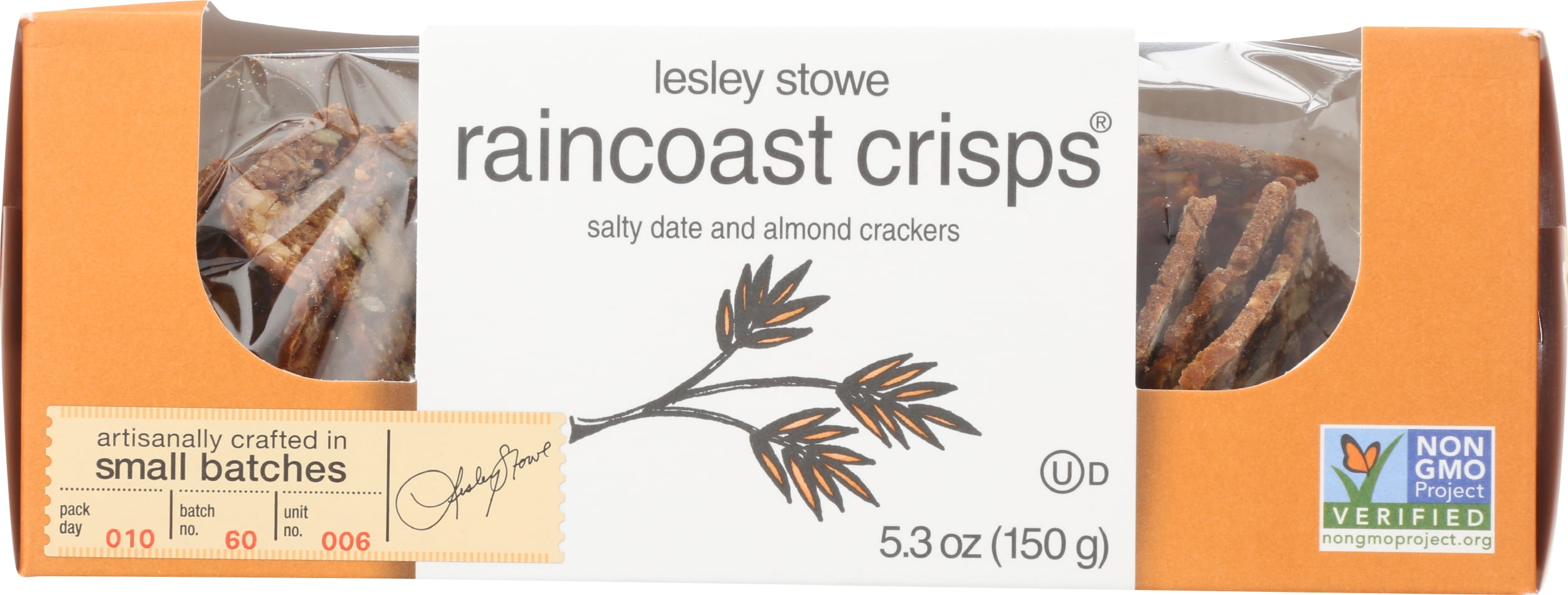 Pack of 12, Lesley Stowe Raincoast Crisps Salty Date and Almond ...
