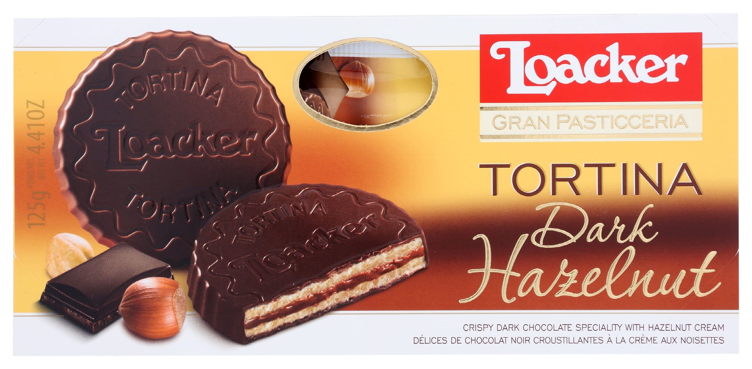 Pack of 12, Loacker Tortina Dark Chocolate Hazelnut Cookies, 4.41 oz ...