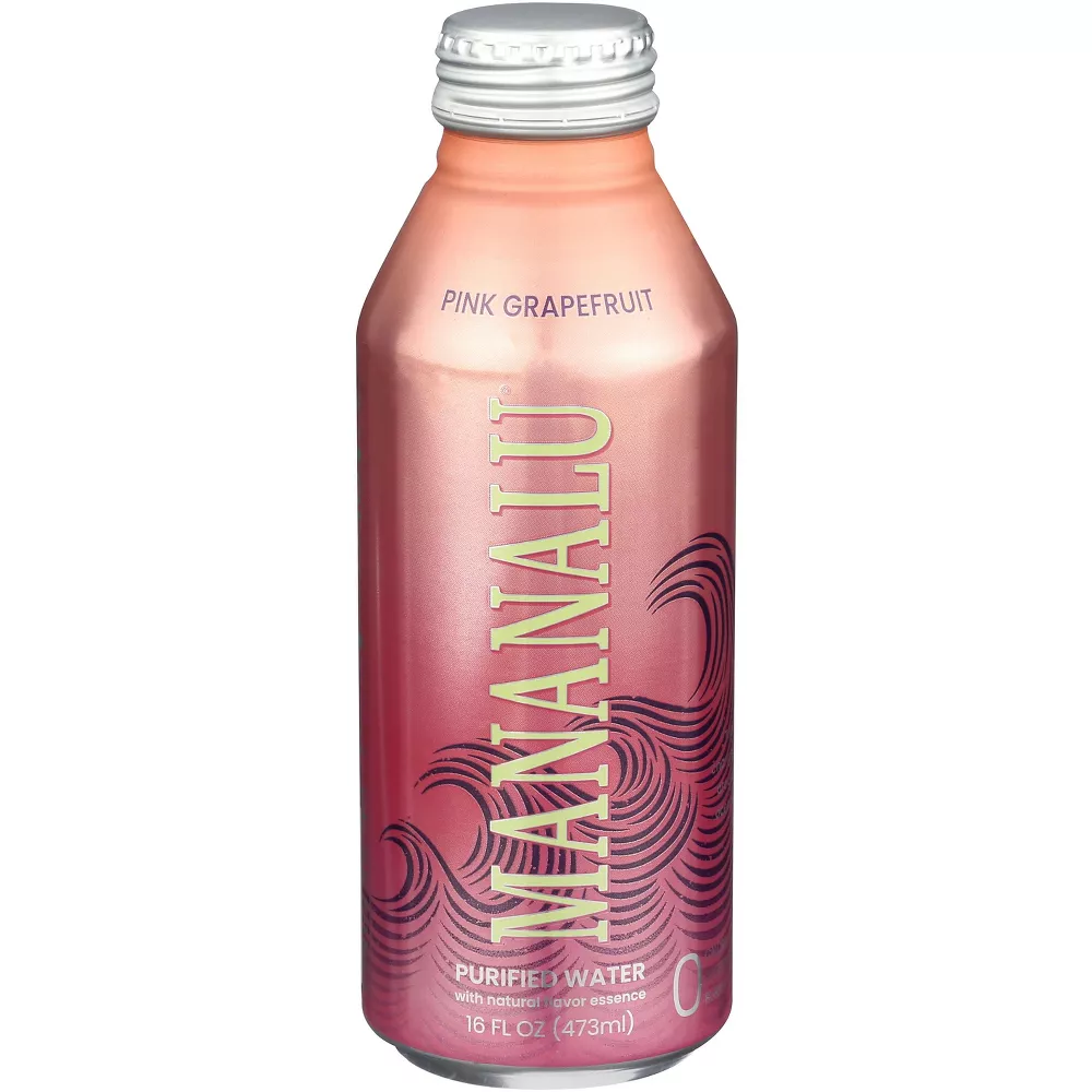 (Pack of 12), Mananalu Purified Water with Natural Flavor Essence, Pink ...