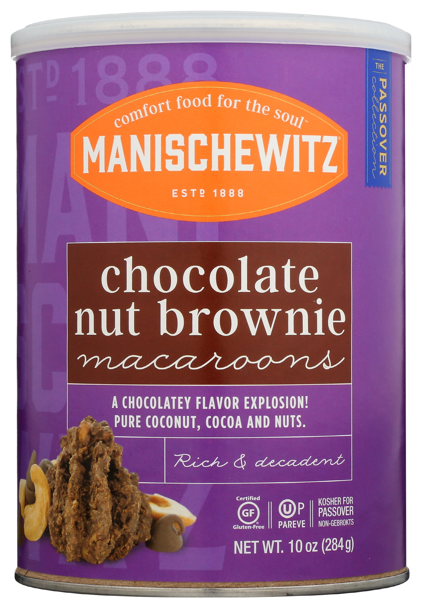 Pack of 12, Manischewitz Chocolate Nut Brownie Macaroons, 10 oz ...