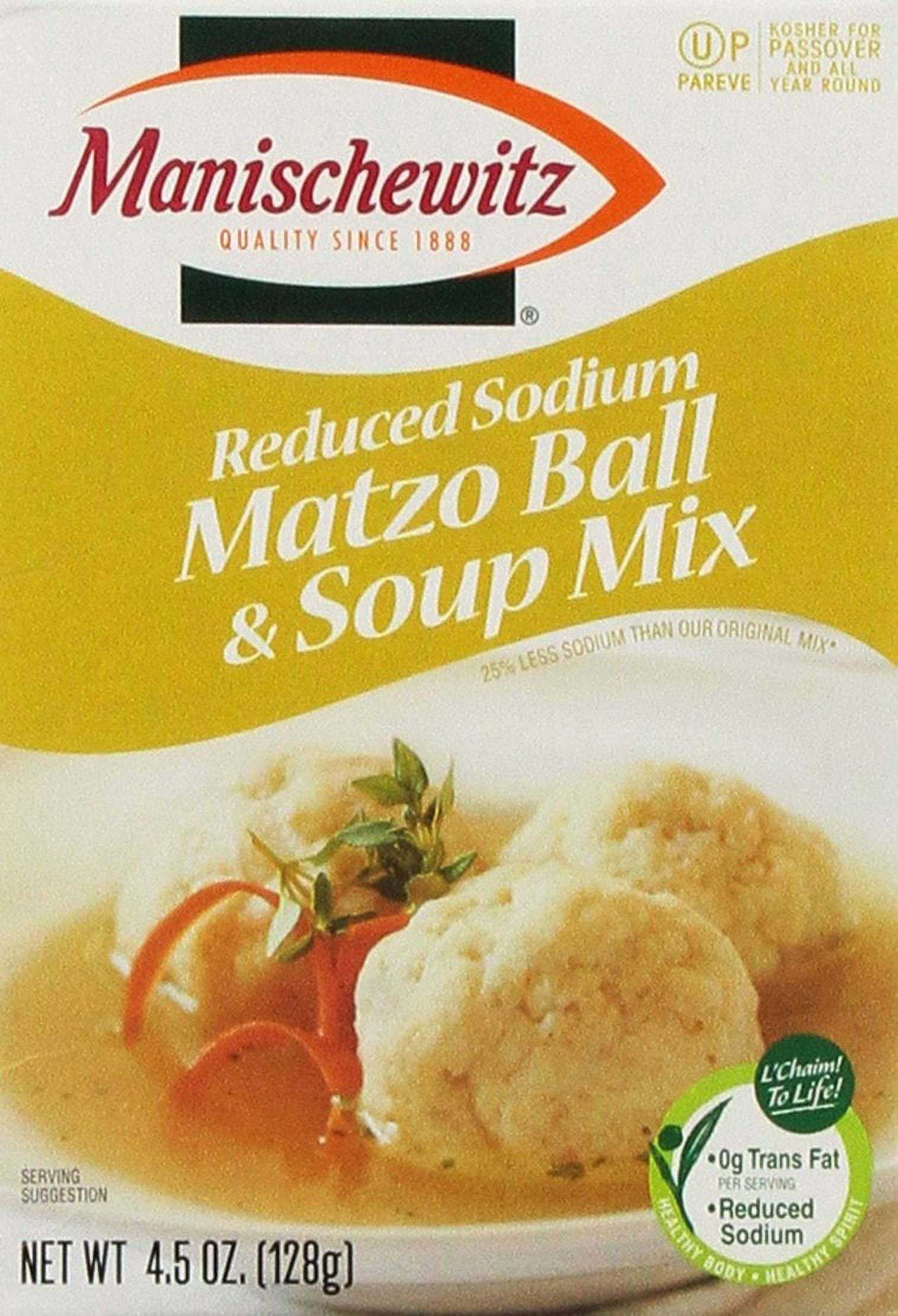Pack of 12, Manischewitz Reduced Sodium Matzo Ball & Soup Mix, 4.5 oz ...