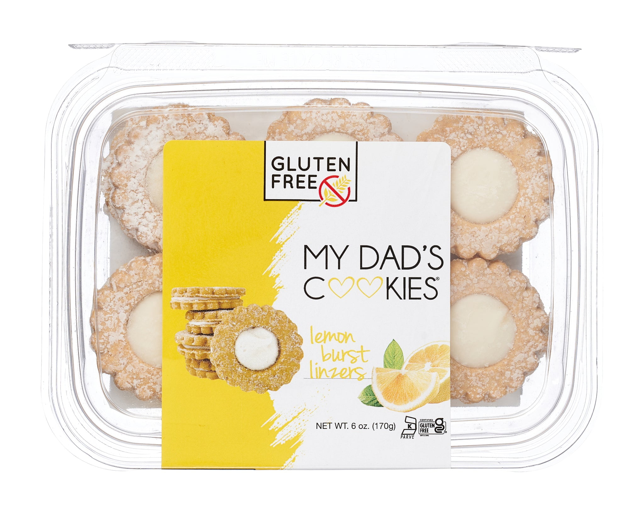 (Pack of 12), My Dad's Cookies Lemon Burst Linzer Cookie, 6 oz ...