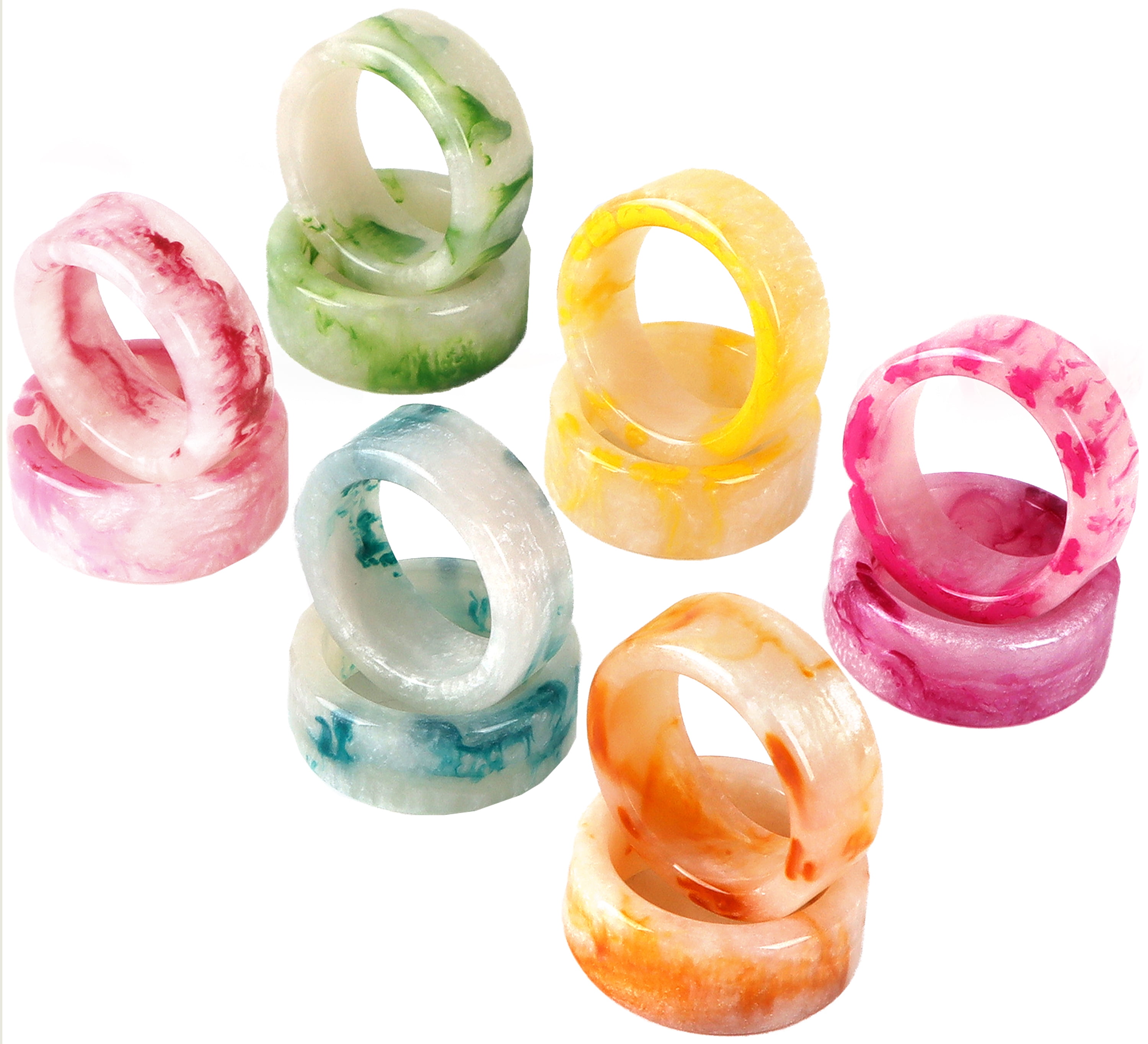Pack of 12 Napkin Rings for Party Décor - Epoxy Resin Napkin Holder ...