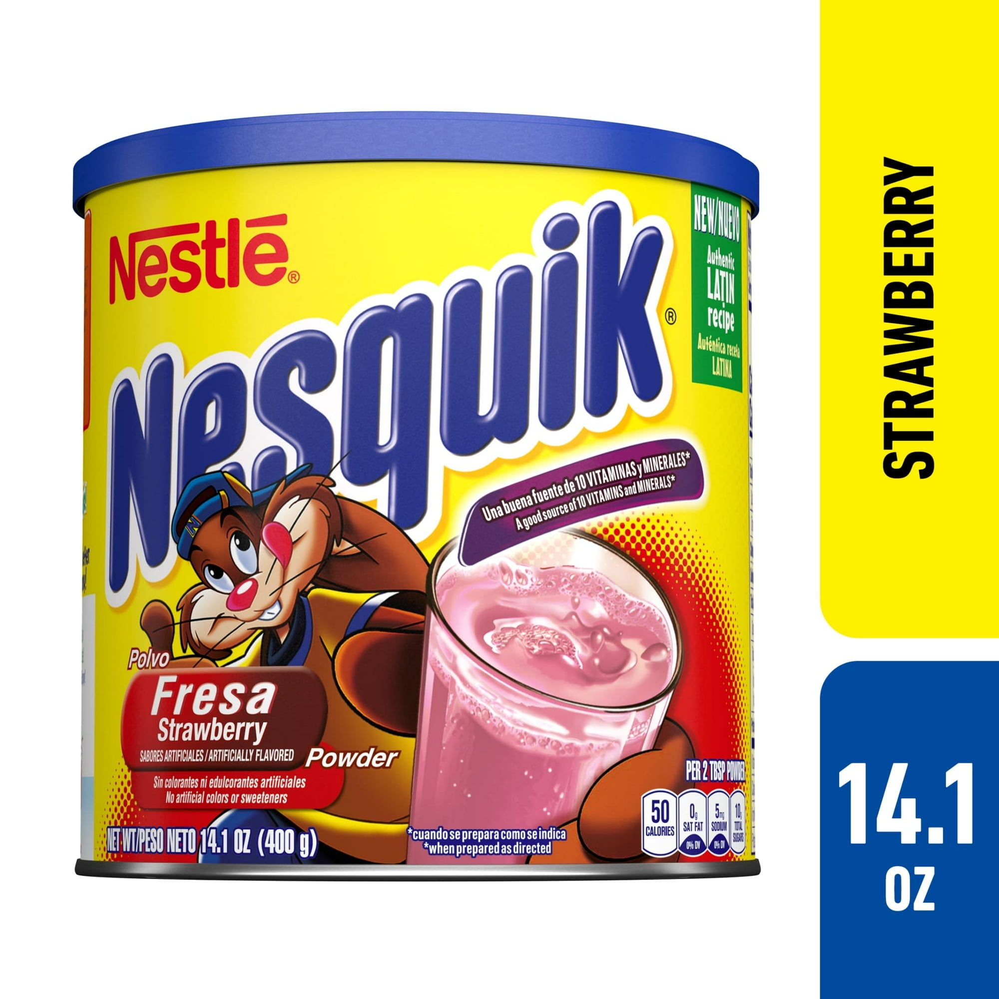 Pack of 12, Nestle Nesquik Fresa Strawberry Powder Drink Mix, 14.1 oz ...