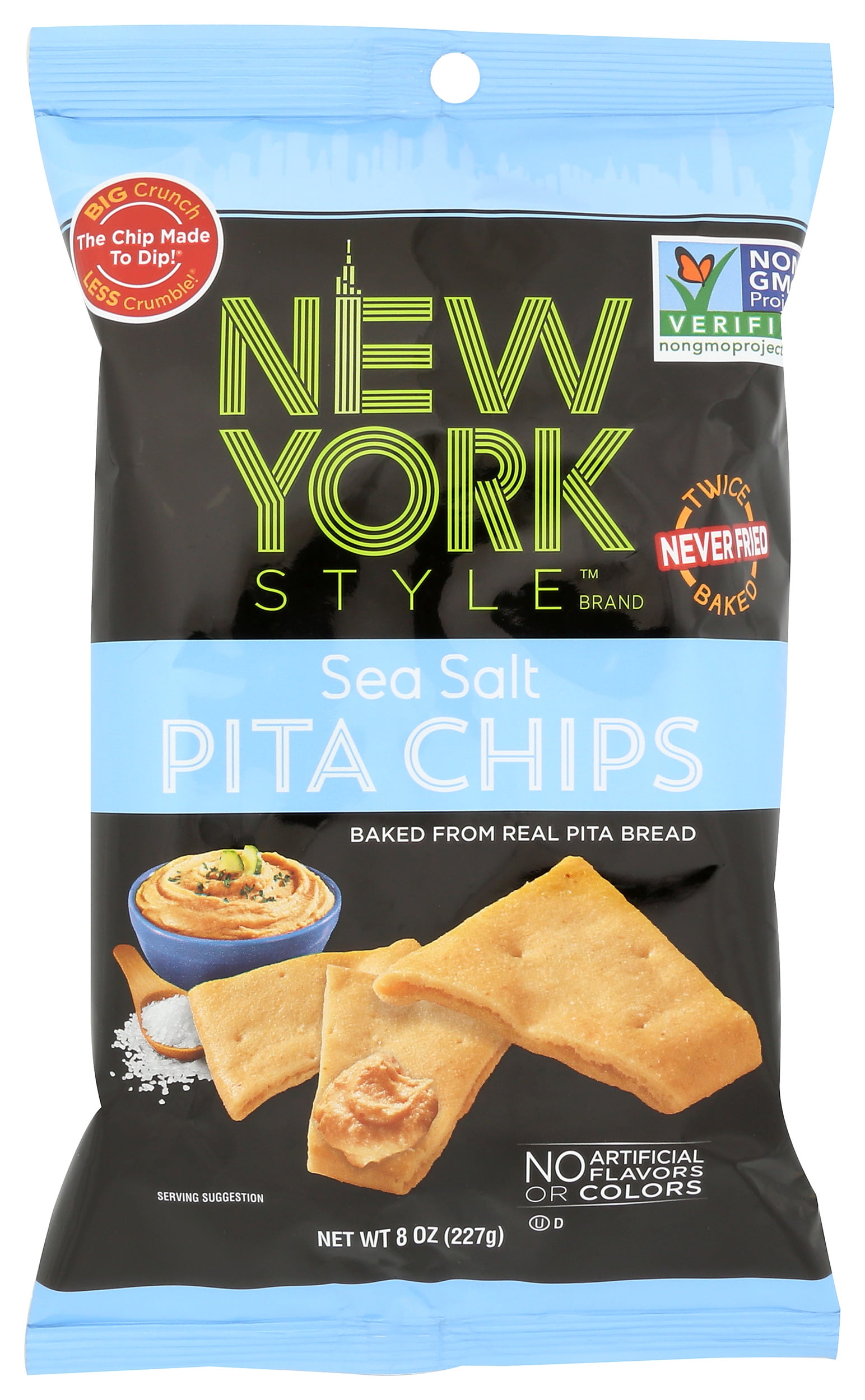 Pack of 12, New York Style Sea Salt Pita Chips, 8 oz - Walmart.com