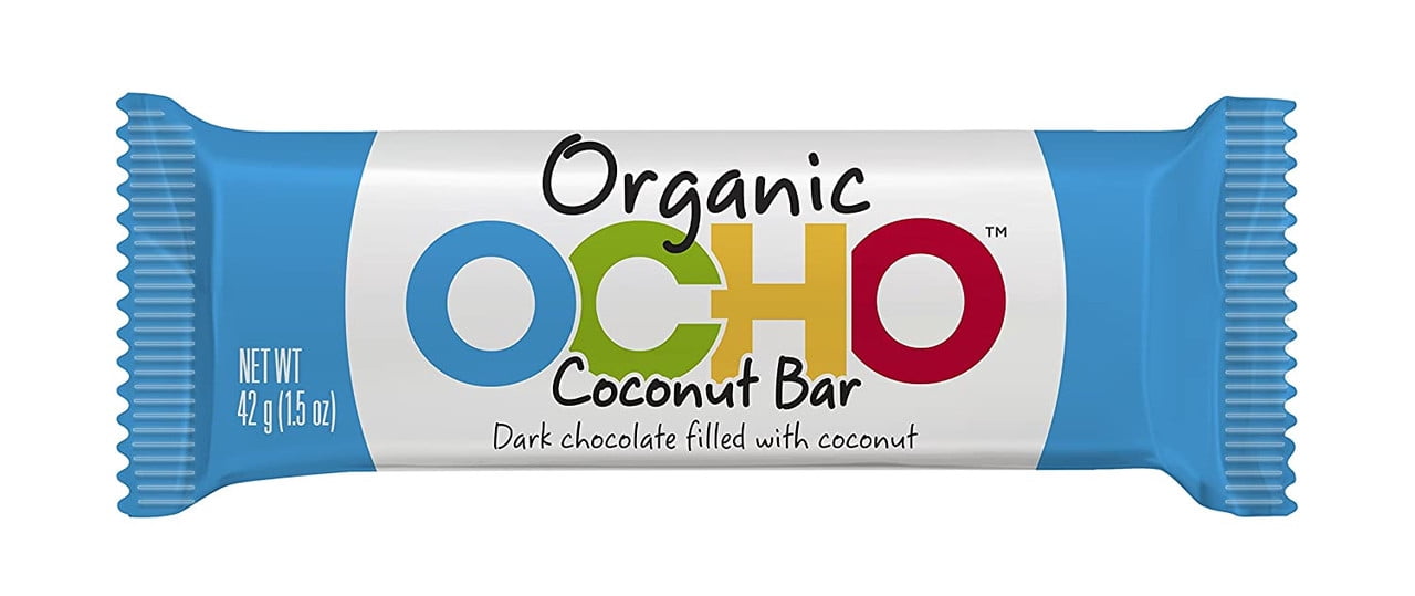 Pack of 12, Ocho Candy Organic Dark Chocolate Coconut Bar, 1.5 oz ...