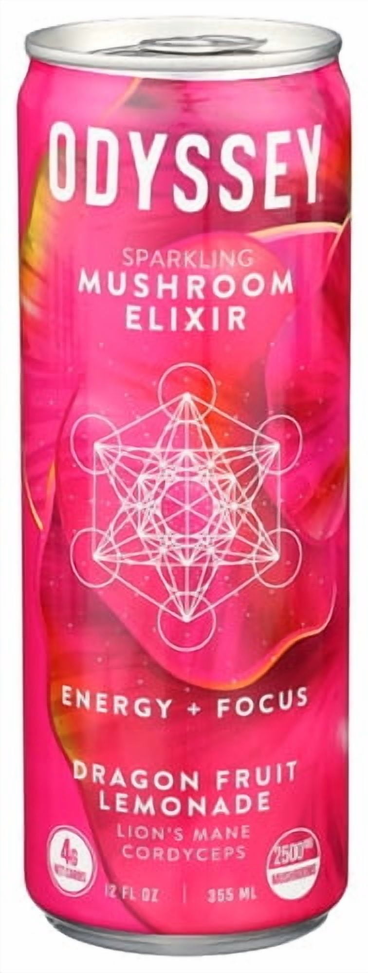 (Pack of 12) Odyssey Elixir Beverage Sparkling Energy Dragonfruit Lemon ...