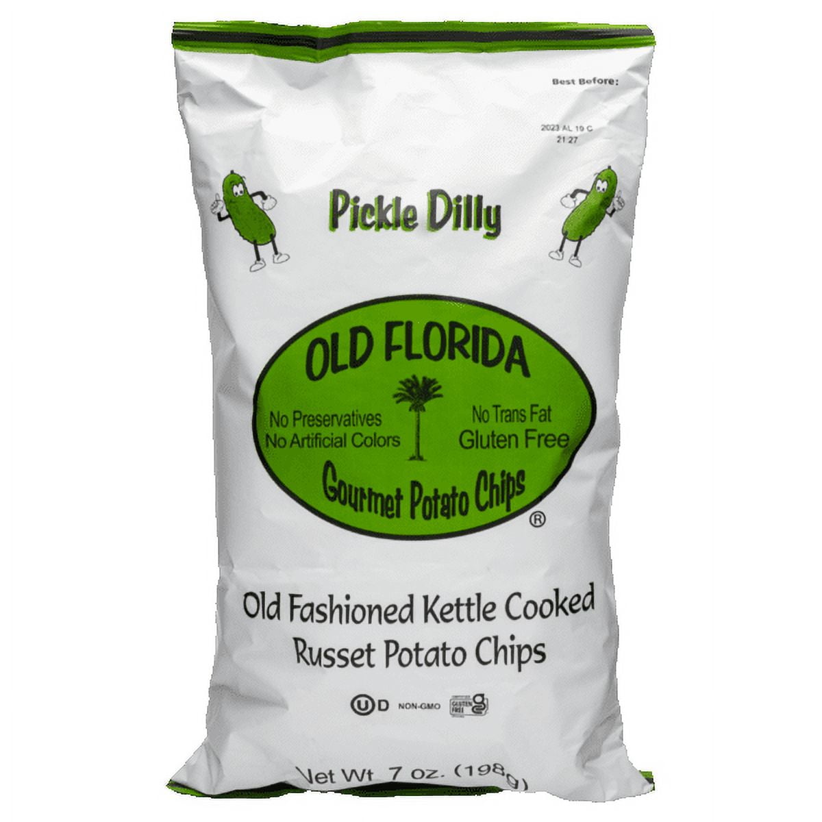 Pack of 12, Old Florida Gourmet Pickle Dilly Potato Chips, 7 oz ...