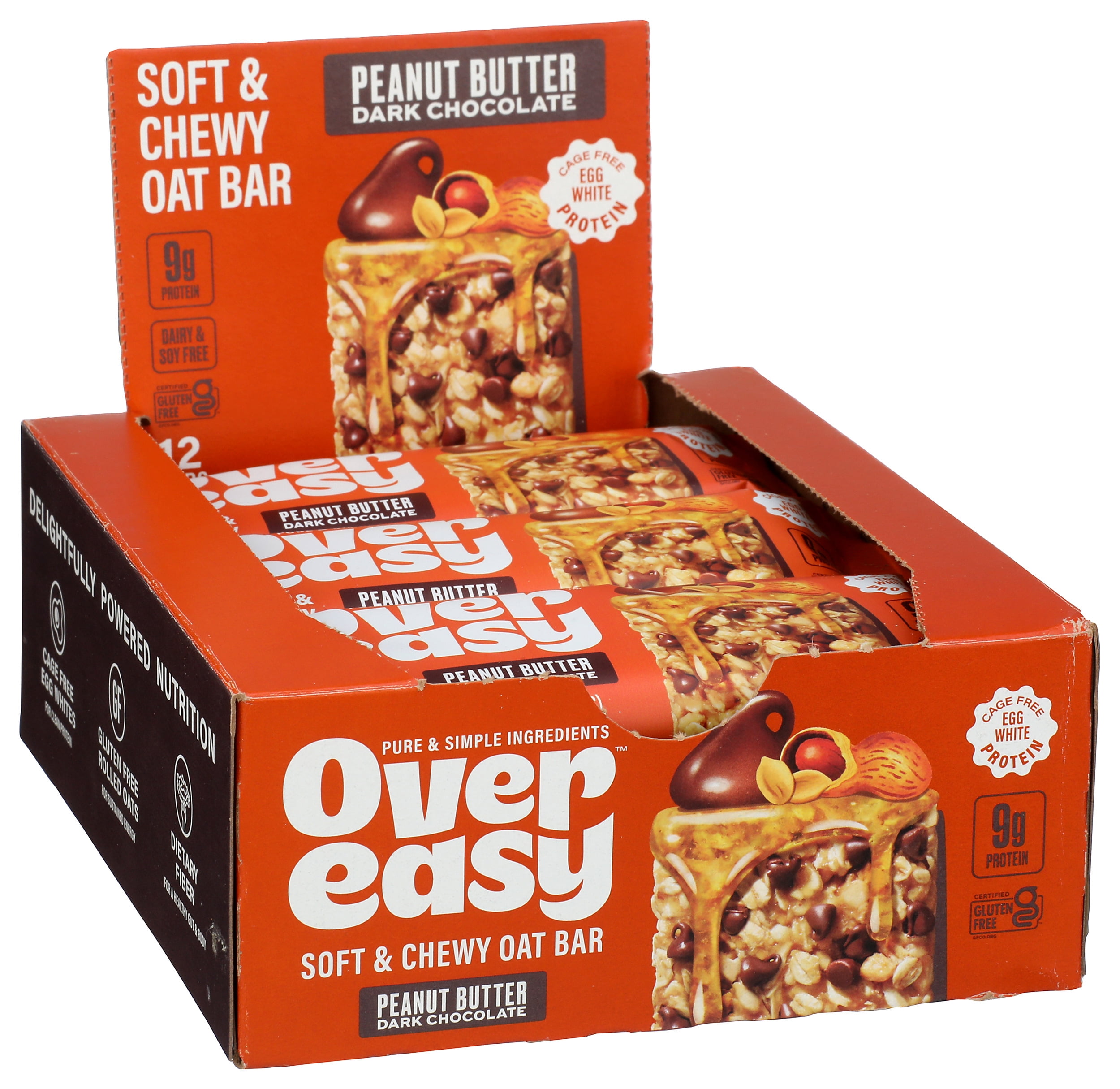 (Pack of 12), Over Easy Soft & Chewy Oat Bar - Peanut Butter Dark ...