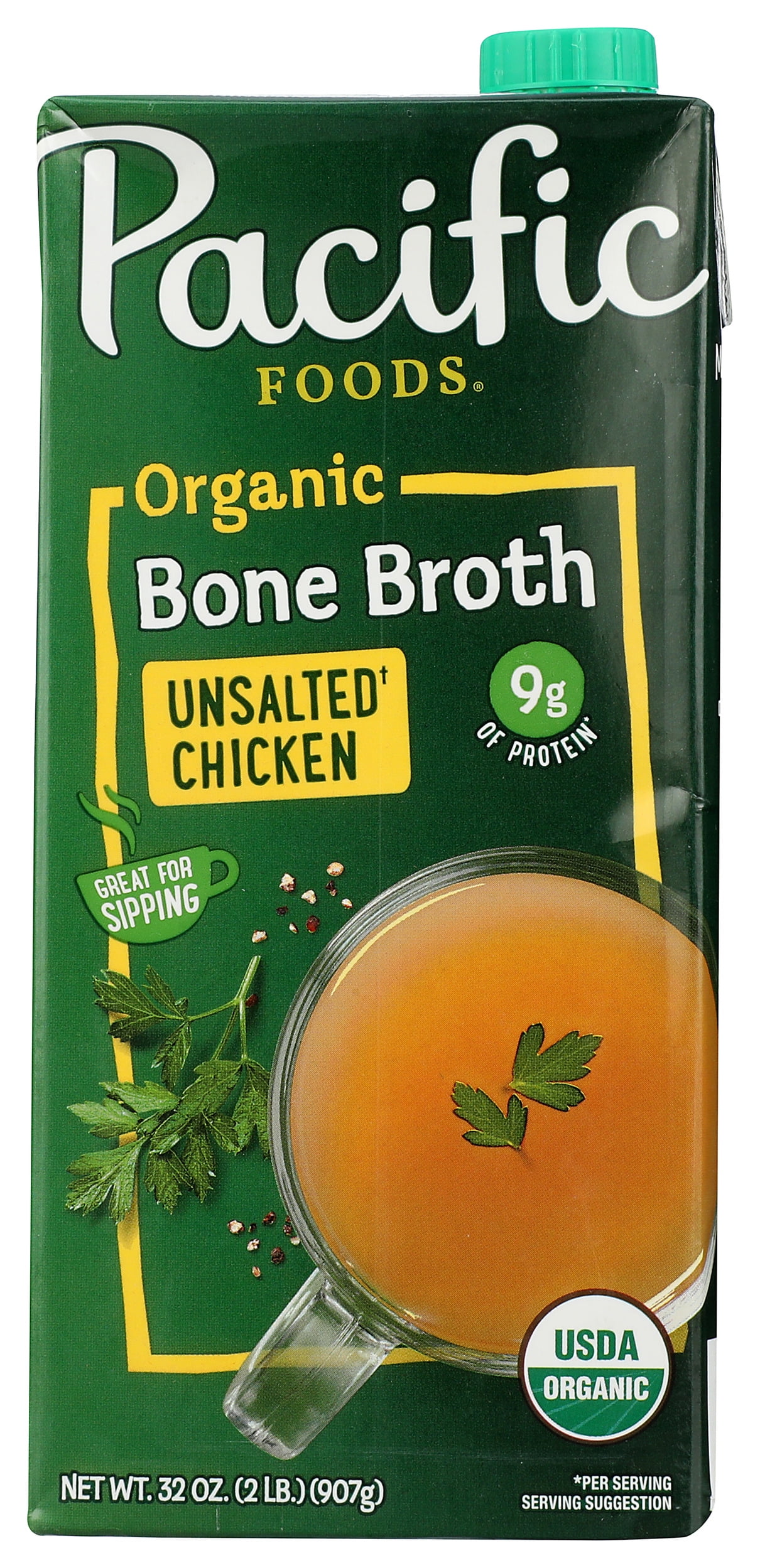 Pack of 12, Pacific Foods Organic Unsalted Chicken Bone Broth, 32 oz ...