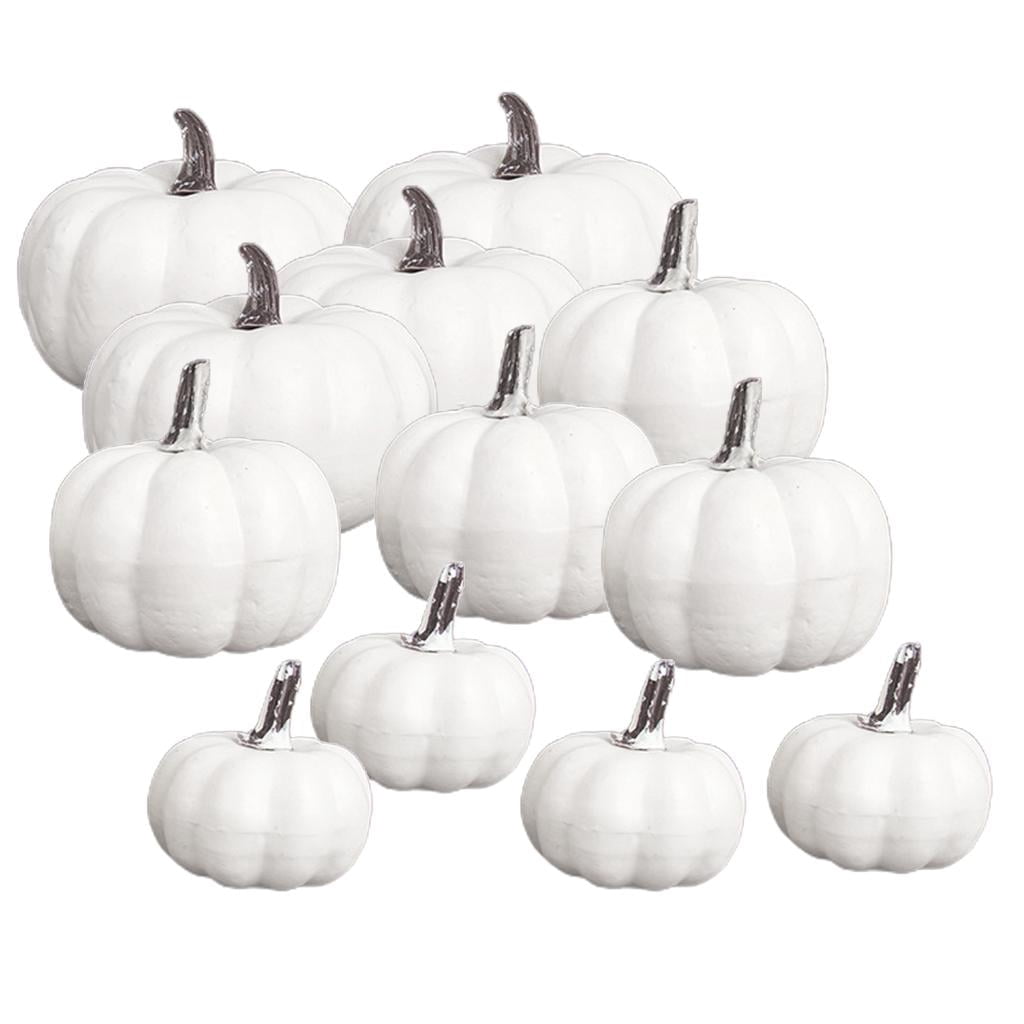 Pack of 12 Pieces White Artificial Pumpkins Fall Party Table Fireplace ...