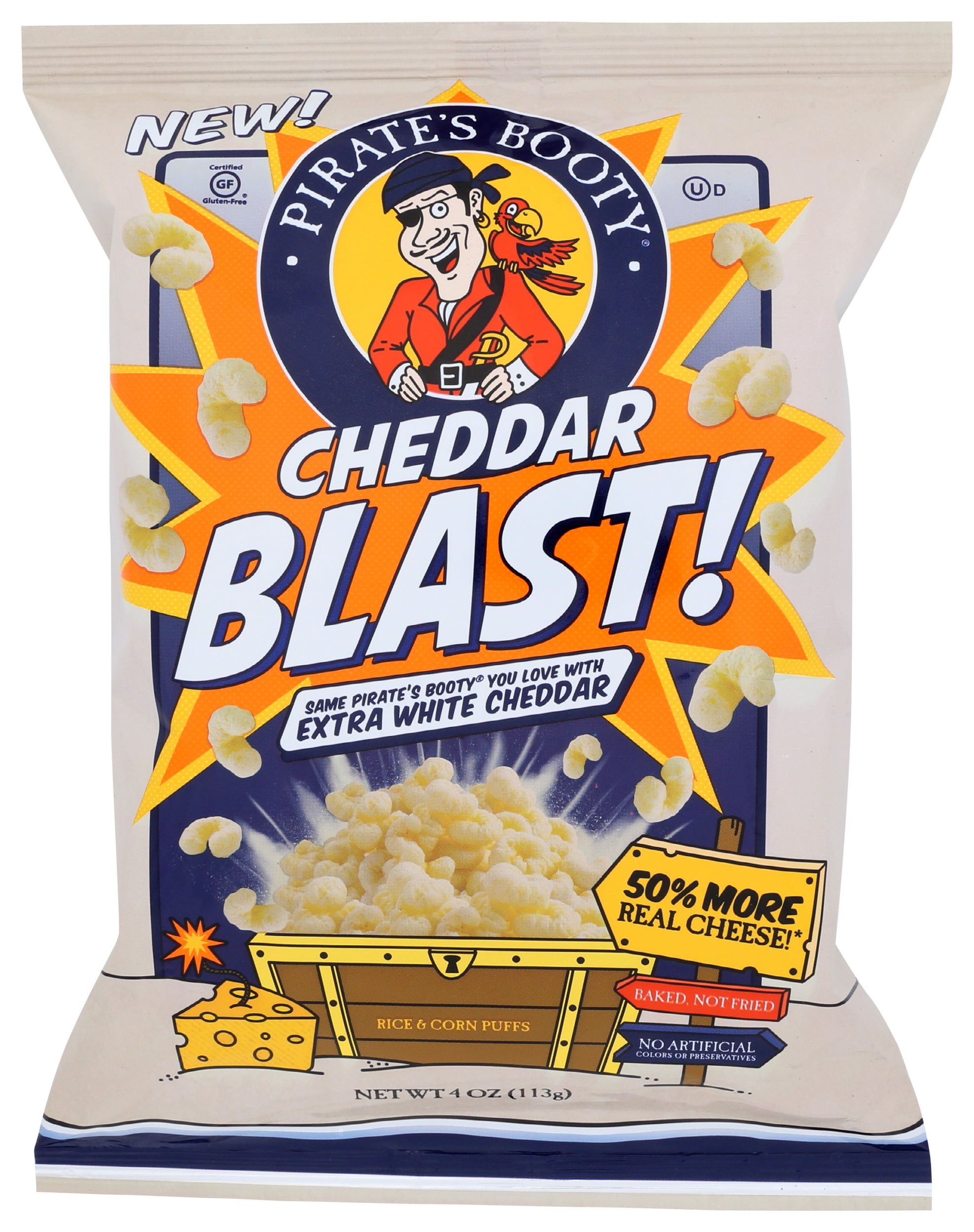 Pack of 12, Pirate Brands Cheddar Blast Extra White Cheddar Rice & Corn ...