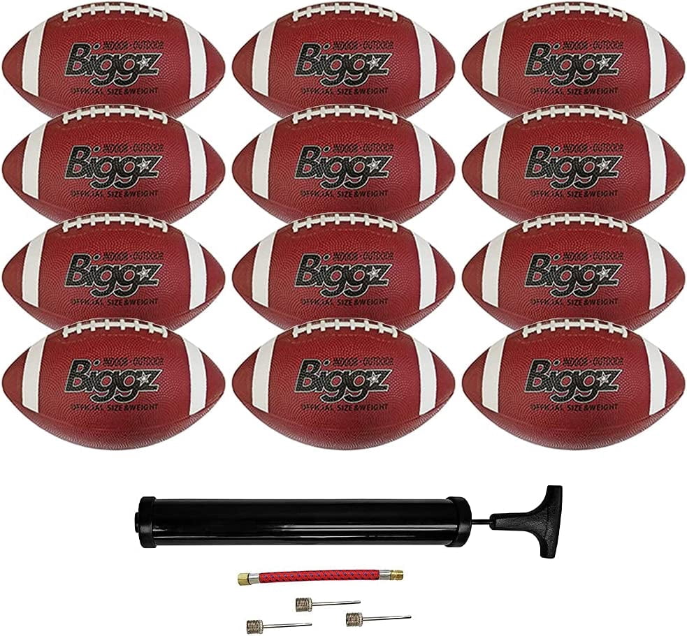 (Pack of 12) Premium Rubber Official Size Footballs with Pump - Walmart.com