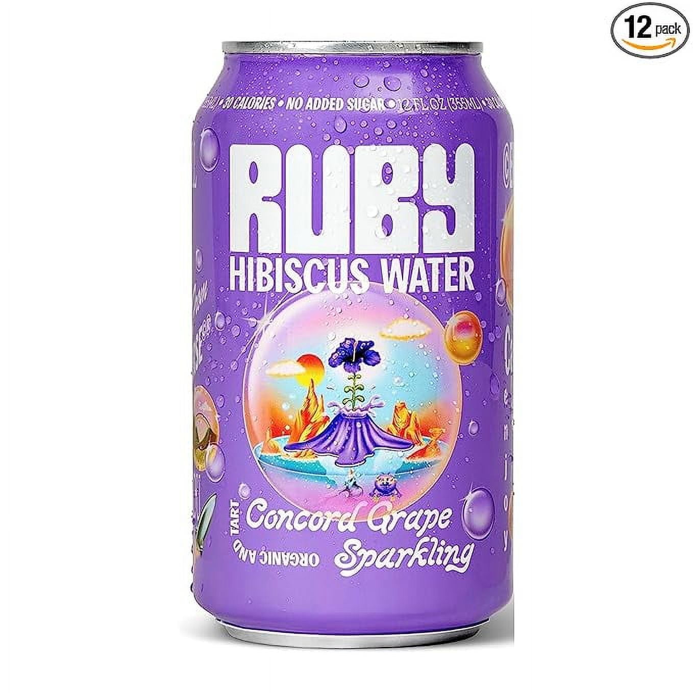 (Pack of 12) Ruby Hibiscus Organic Concord Grape Sparkling Water, 12 fl ...
