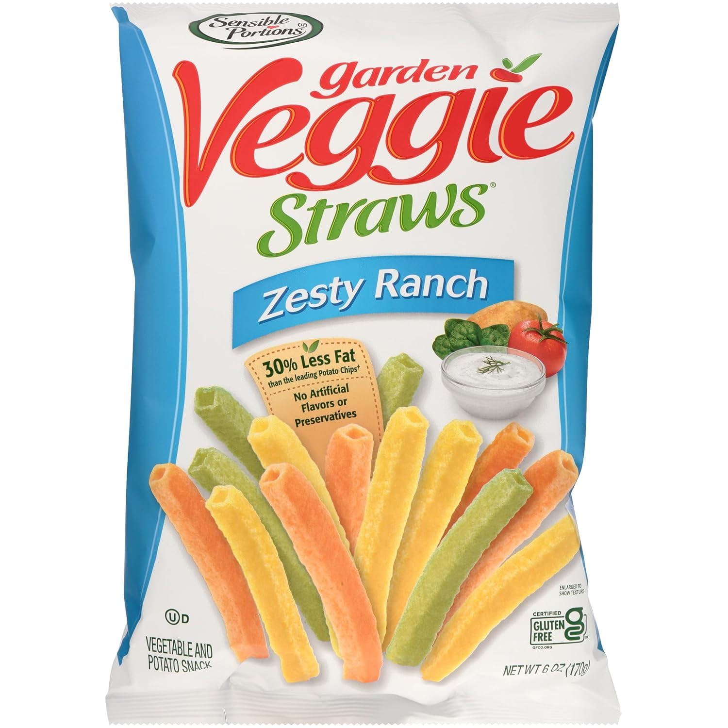 Pack of 12, Sensible Portions Zesty Ranch Garden Veggie Straws, 6 oz ...