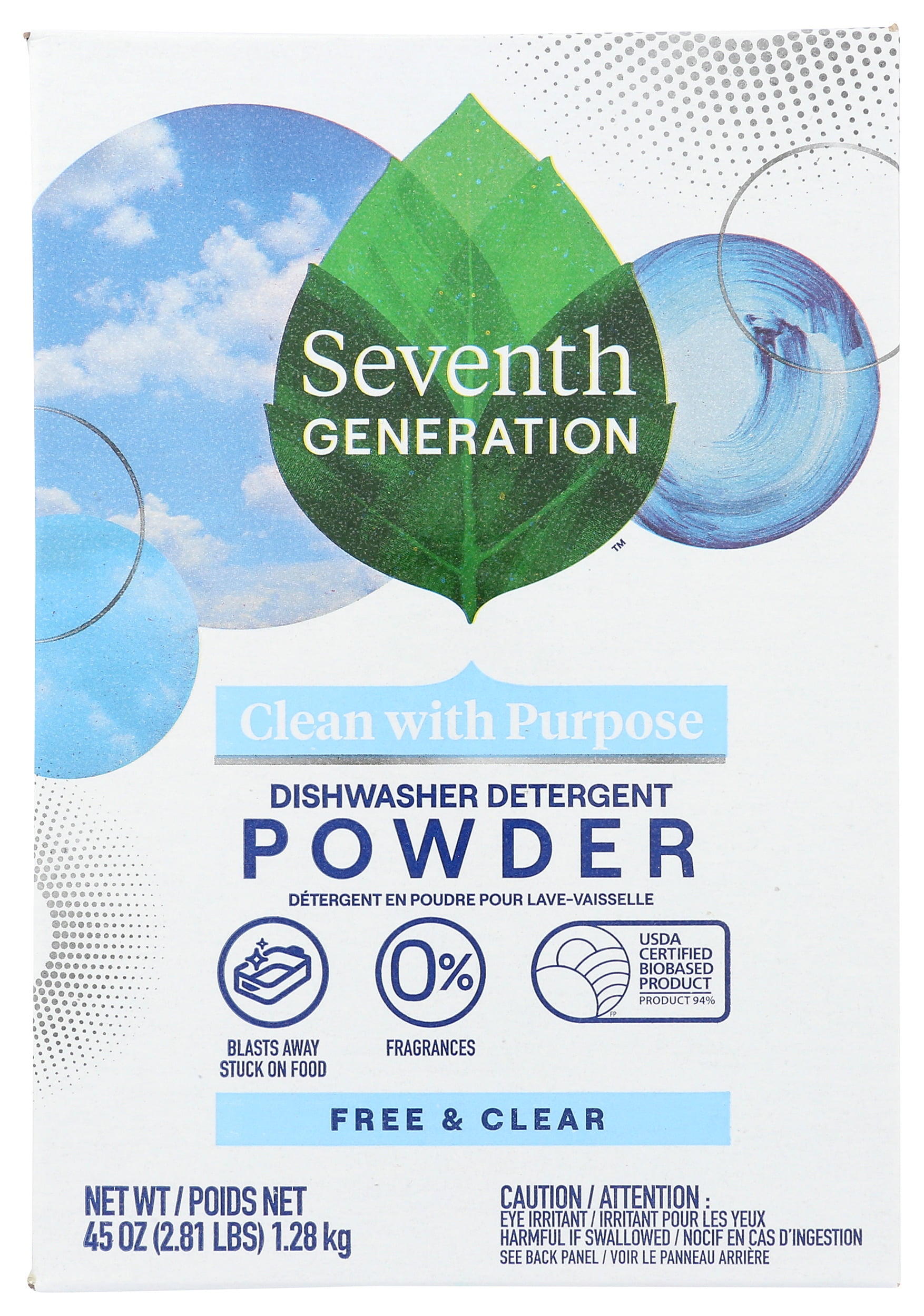 Pack of 12, Seventh Generation Free & Clear Dishwasher Detergent Powder ...