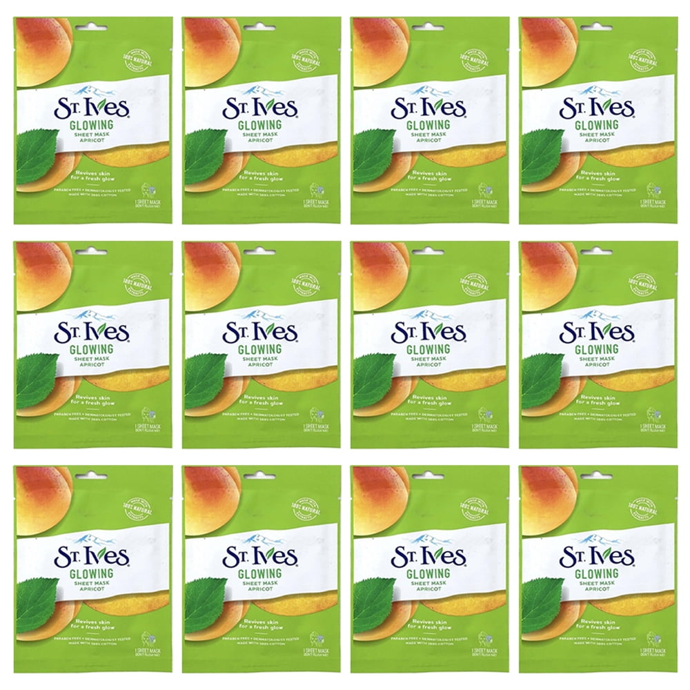 Pack of (12) St. Ives Skin Care Sheet Mask, Glow Apricot - Walmart.com