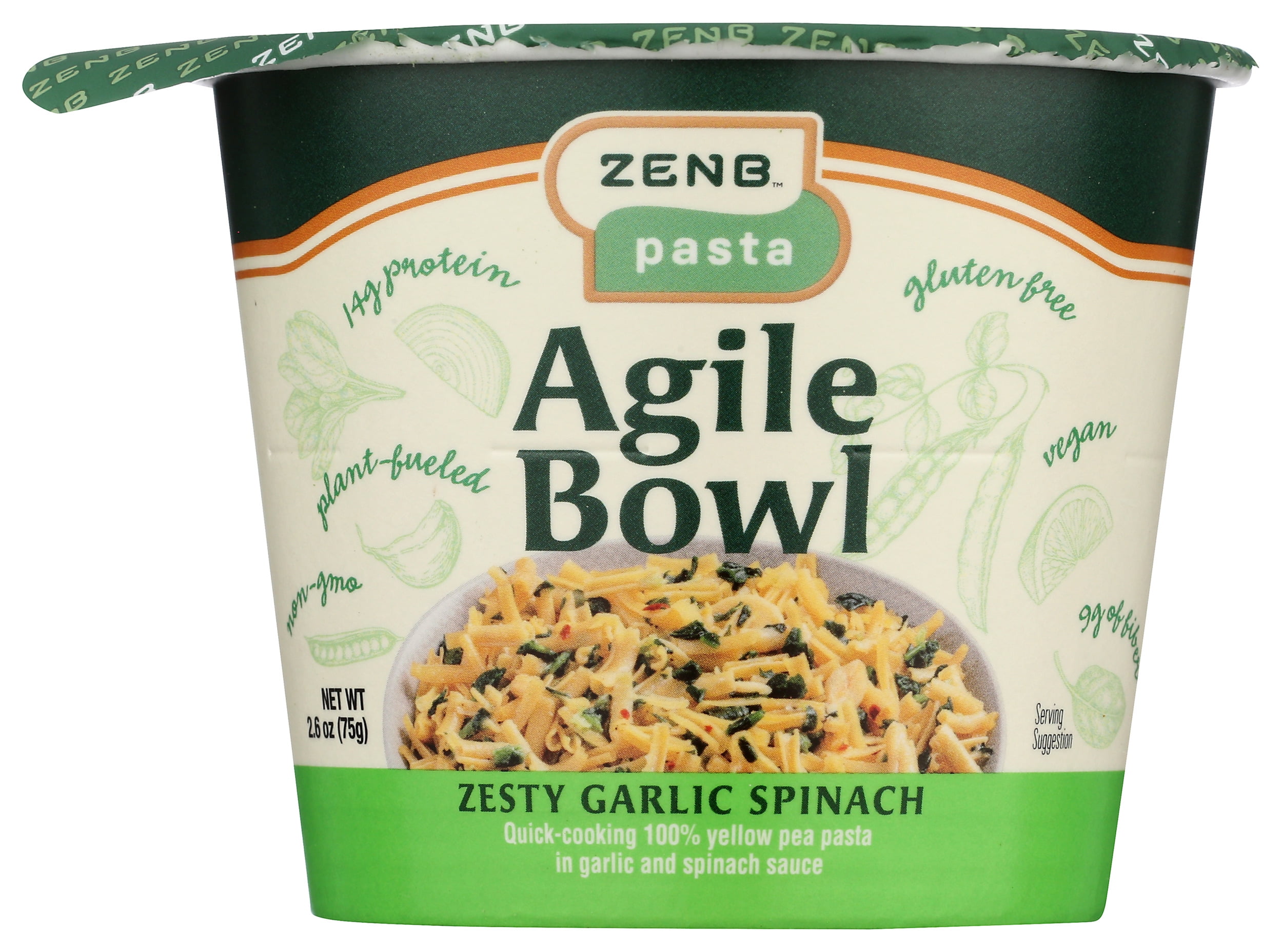 (Pack of 12), Zenb Zesty Garlic Spinach Agile Bowl, 2.6 oz - Walmart.com
