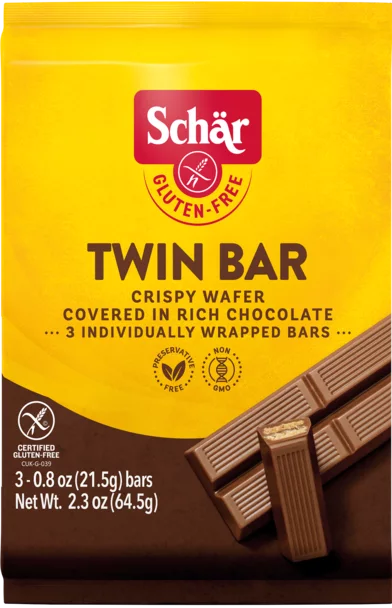 Pack of 14, Schar Twin Bar Chocolate Covered Crispy Wafer, 2.3 oz ...