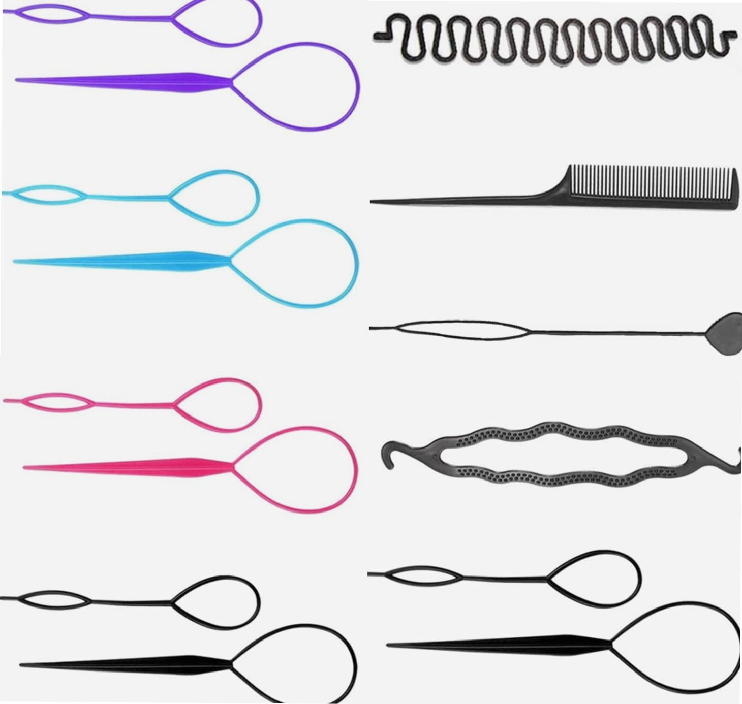 Pack of 14 Topsy Tail Hair Tools Magic Topsy Tail Loops Ponytail Loop ...
