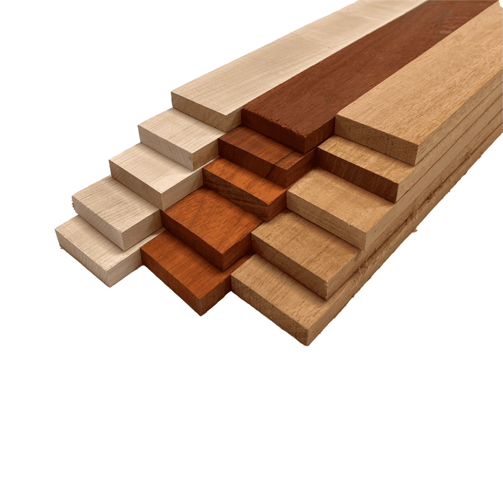 Pack of 15, Mixed Wood Cut Offs (Padauk, Maple, Mahogany) - 3/8" x 2" x ...