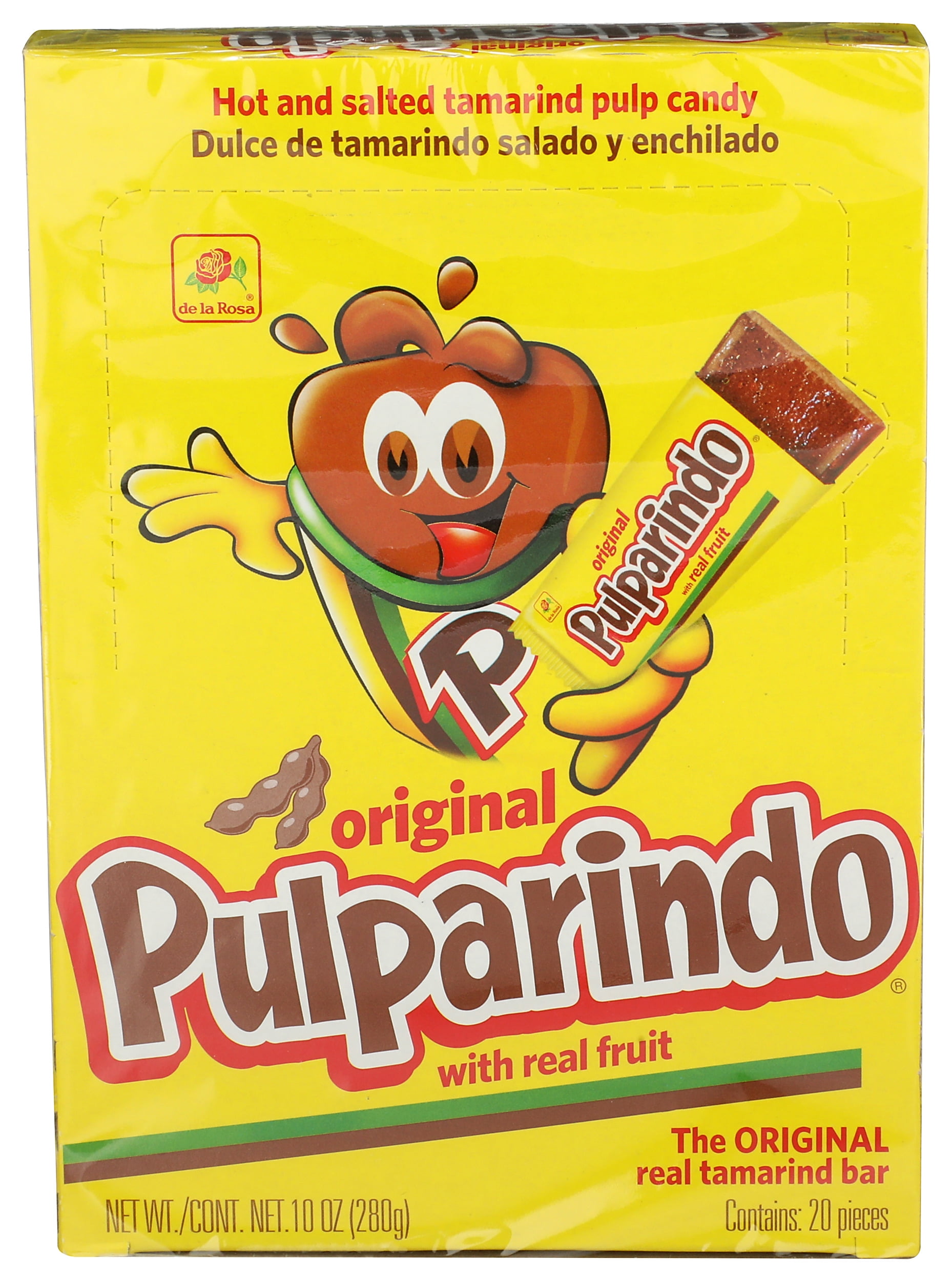 Pack of 16, De La Rosa Original Pulparindo Tamarind Candy Bars, 10 oz ...