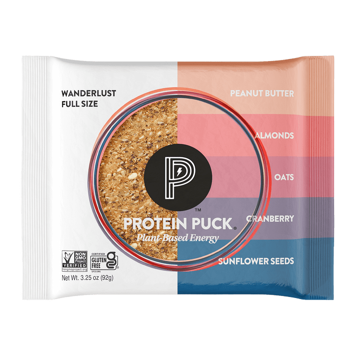 Pack of 16, Protein Puck Wanderlust Plant-Based Energy Bar, 3.25 oz ...
