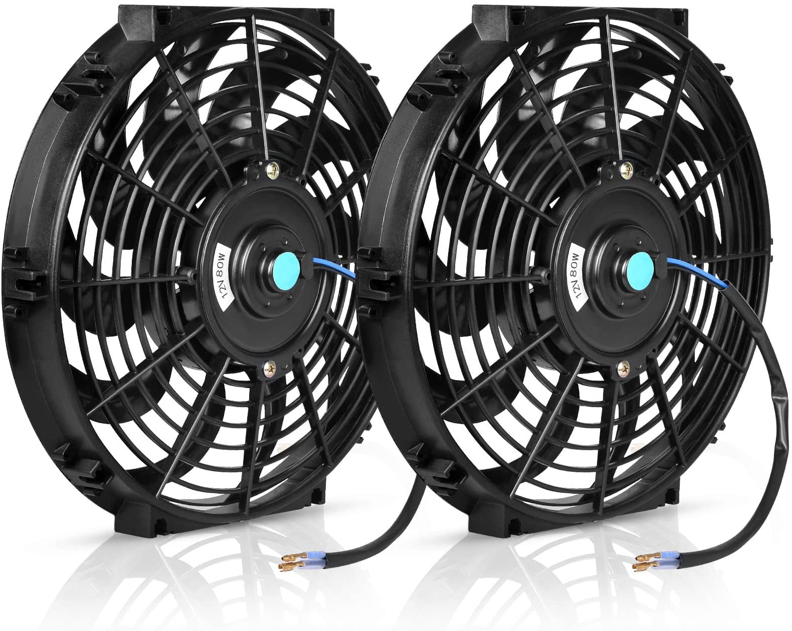 (Pack of 2) 10" Universal Radiator Cooling Fans 12V 80W Slim Fan Push ...