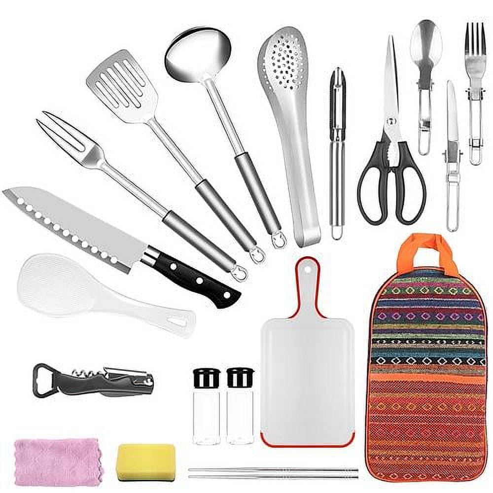 [Pack of 2] 19Pcs Camping Cooking Utensil Kit Portable Picnic Cookware ...