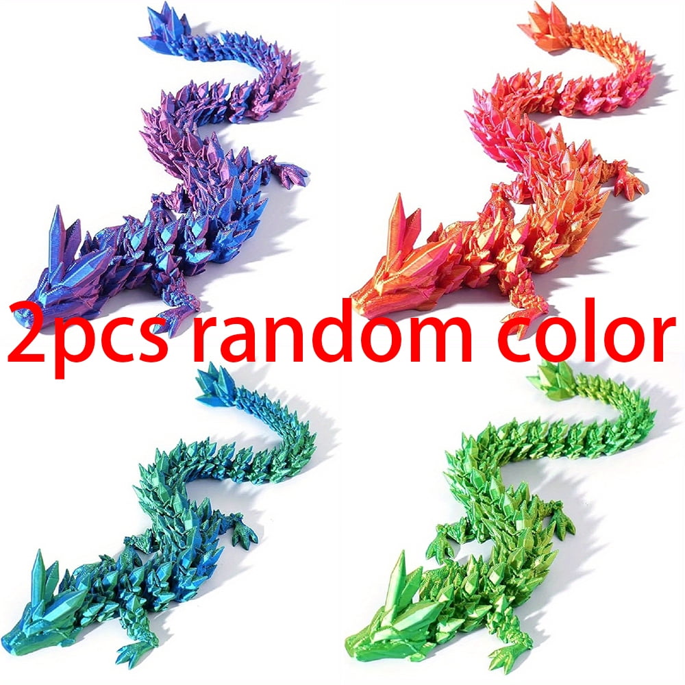 Pack of 2 3D Printed Crystal Dragons with movable joints to flexibly ...
