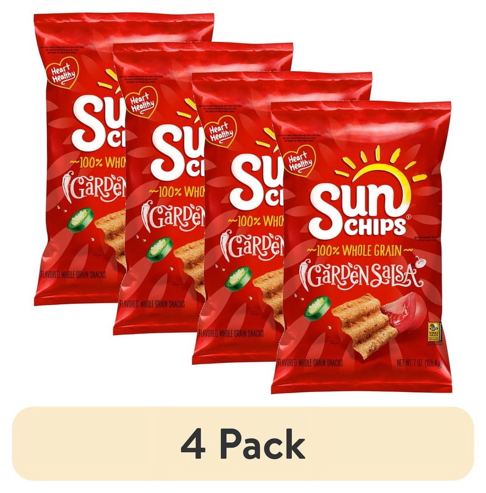 Pack of 2 (4 pack) SunChips Garden Salsa Whole Grain Snacks, 7 oz Bag ...