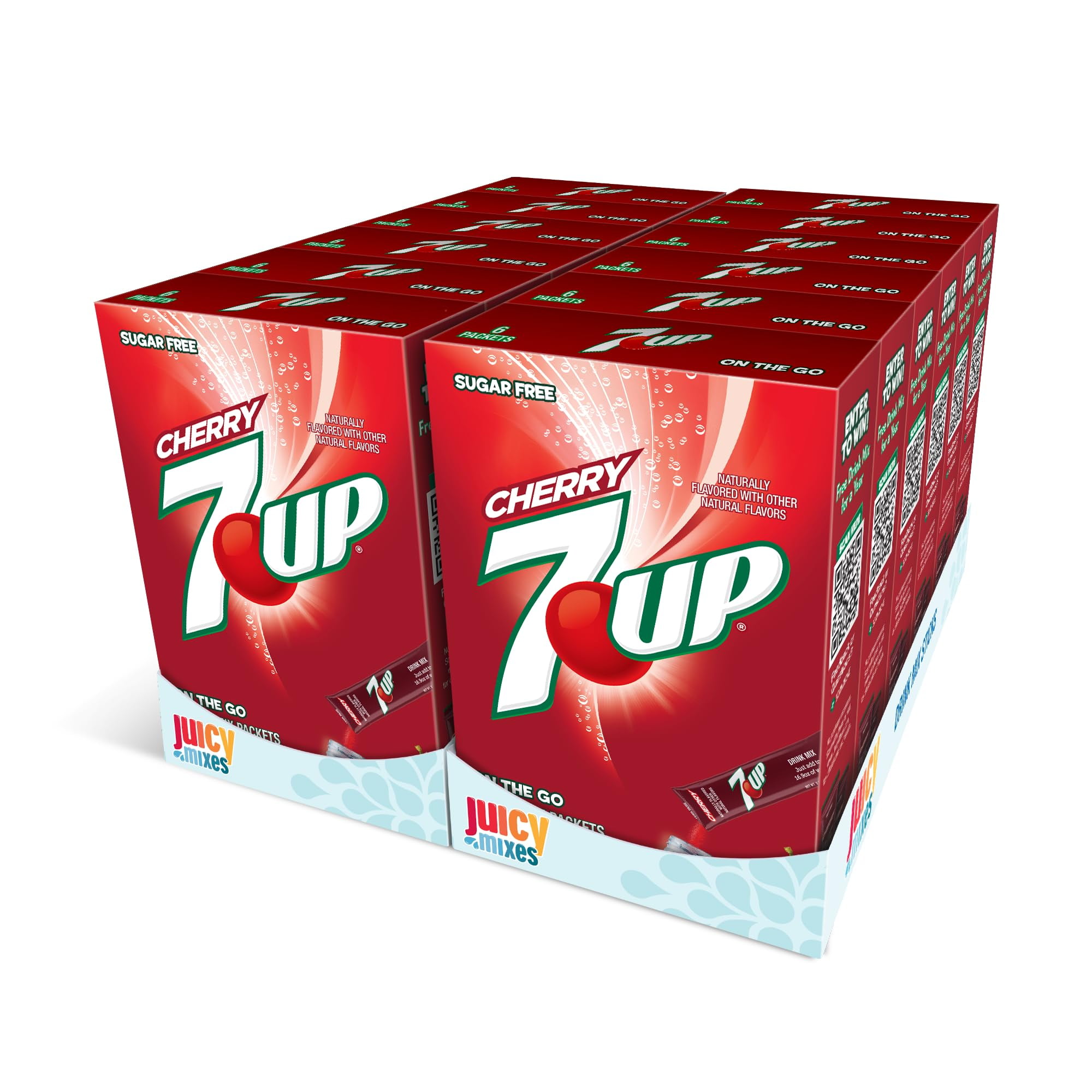 Pack of 2 - 7-Up Powder Drink Mix – Sugar Free & Delicious (Cherry, 72 ...