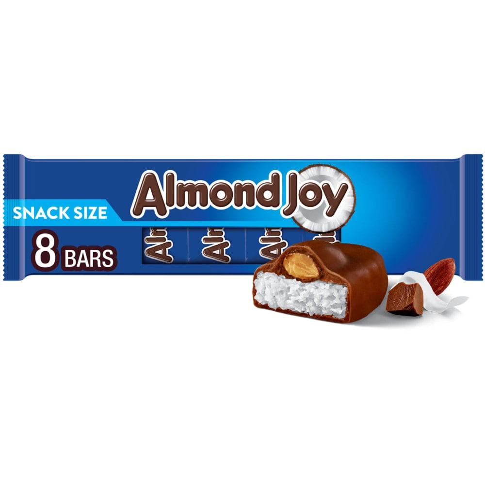 Pack of 2 ALMOND JOY Coconut and Almond Chocolate Snack Size Candy Bars, 0.6 oz (packaging may ...