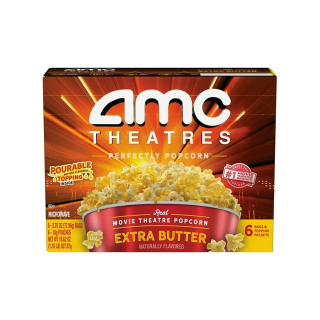Pack of 2 AMC Theatres Microwave Popcorn 6ct, Extra Butter - Walmart.com