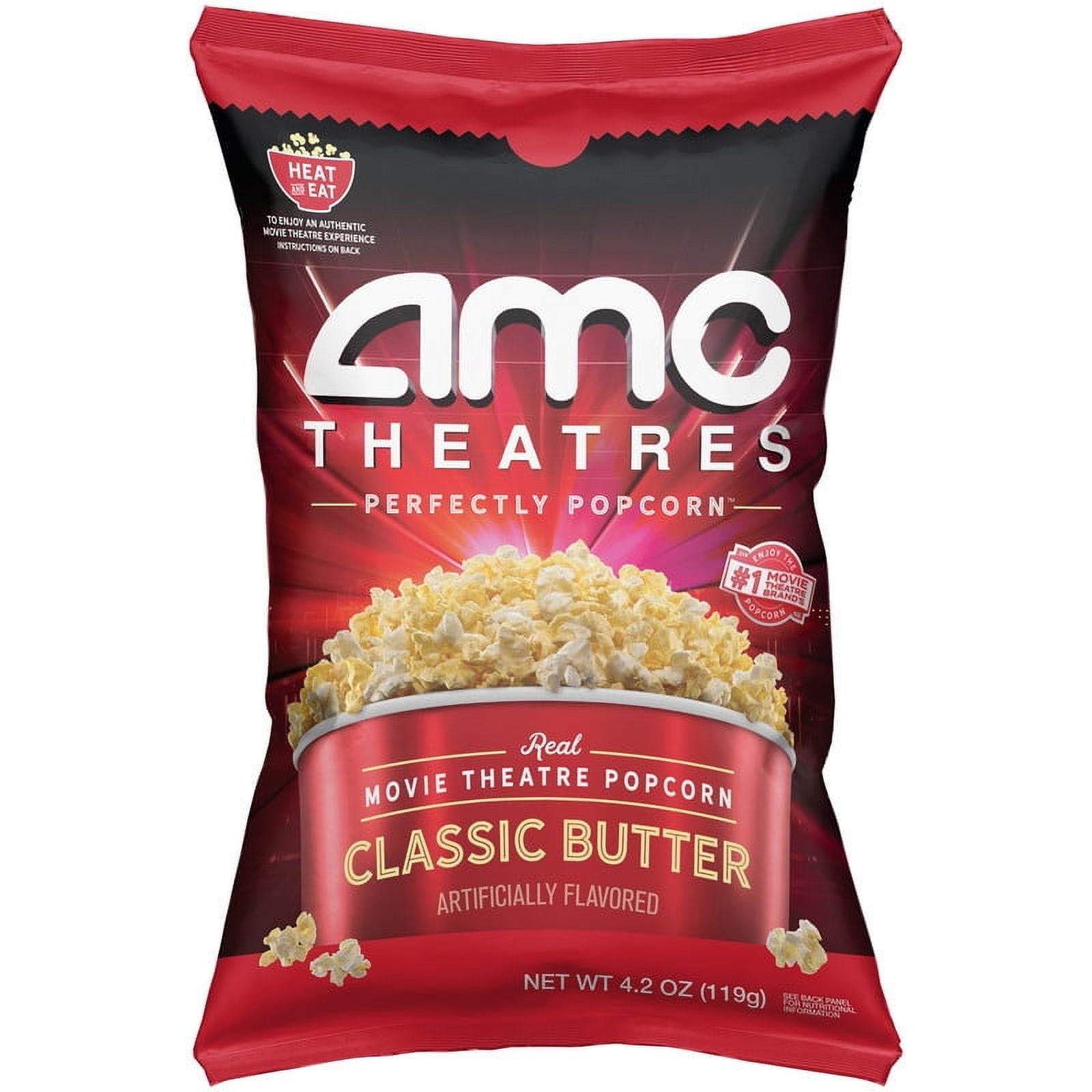 Pack of 2 AMC Theatres Ready to Eat Popcorn, Classic Butter - Walmart.com