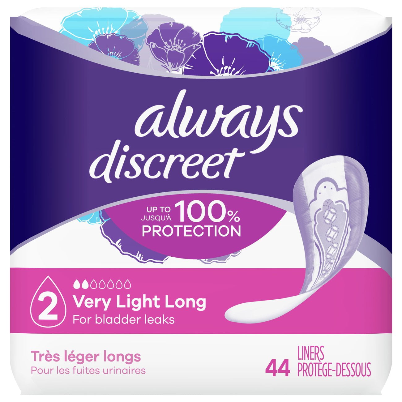 Pack of 2 Always Discreet Postpartum Incontinence Liners, Very Light ...
