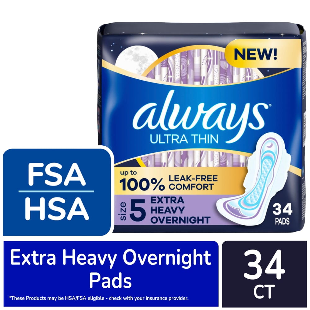 Pack of 2 Always Ultra Thin Pads with Wings Extra Heavy Overnight ...