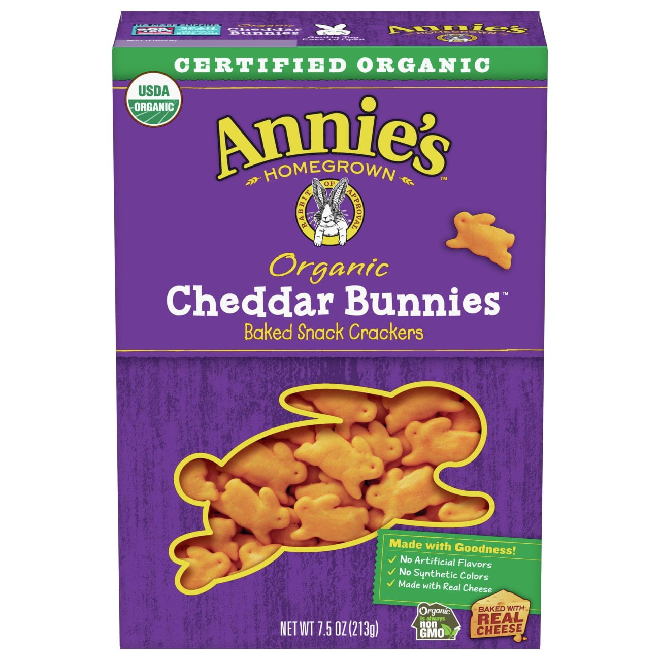 Pack of 2 Annie's Homegrown Cheddar Bunnies Baked Snack Crackers, 7.5 ...