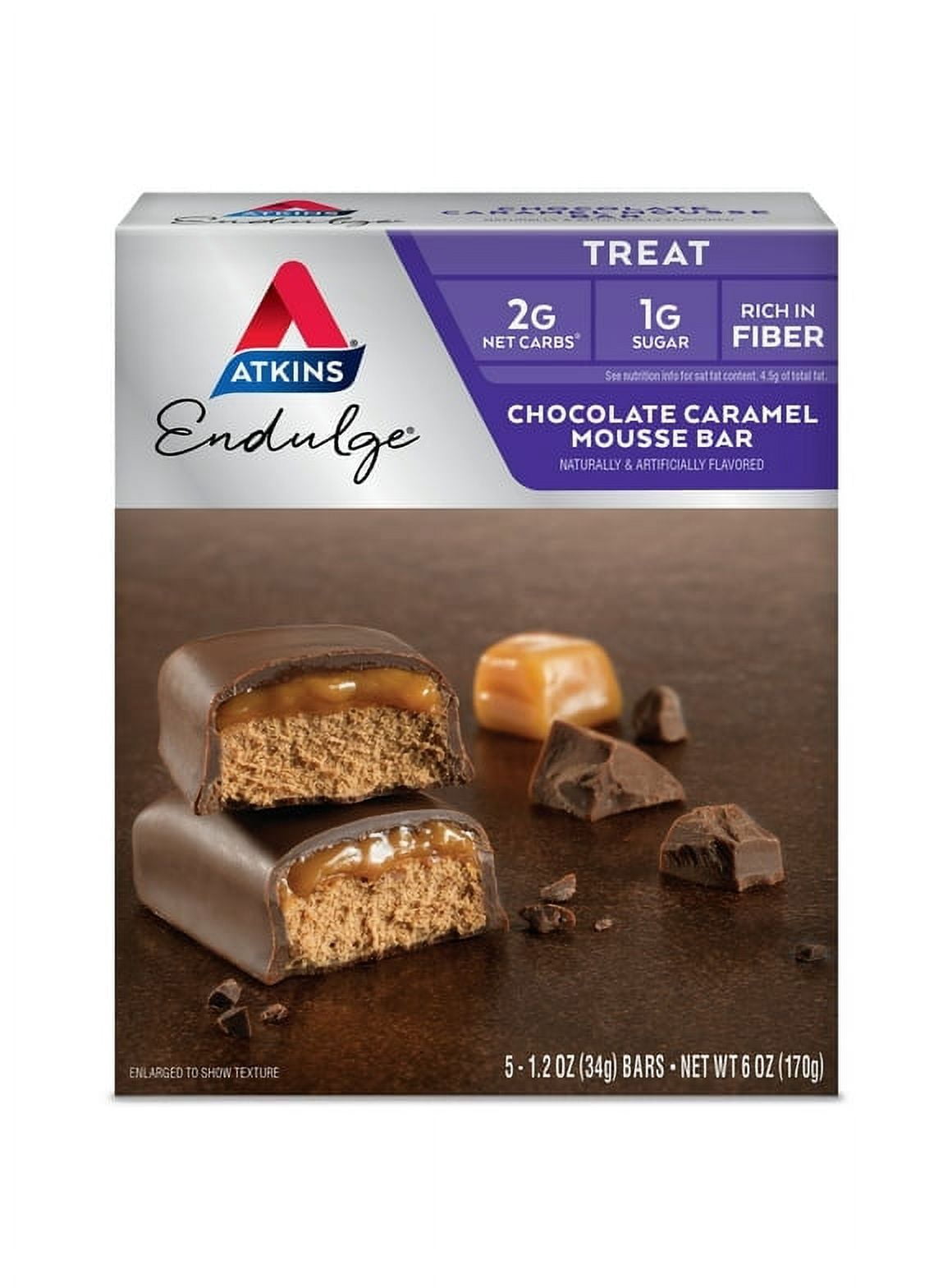 Pack of 2 Atkins Endulge Chocolate Caramel Mousse Bar, Dessert Favorite ...
