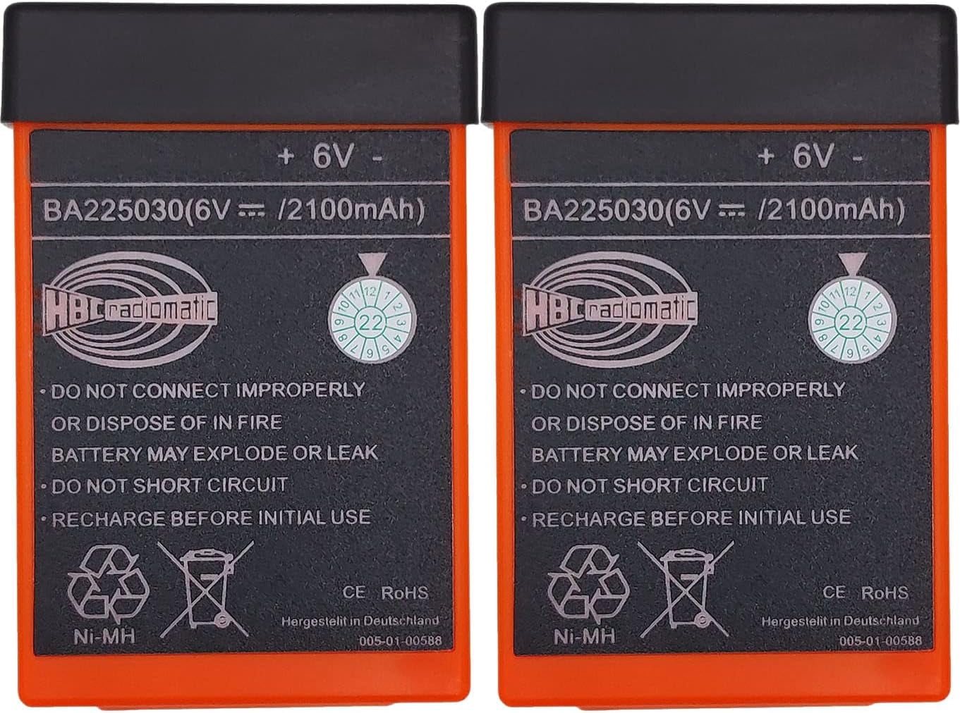 (Pack of 2) BA225030 6V Ni-Mh Battery 2.1AH for HBC Pump Truck Remote ...