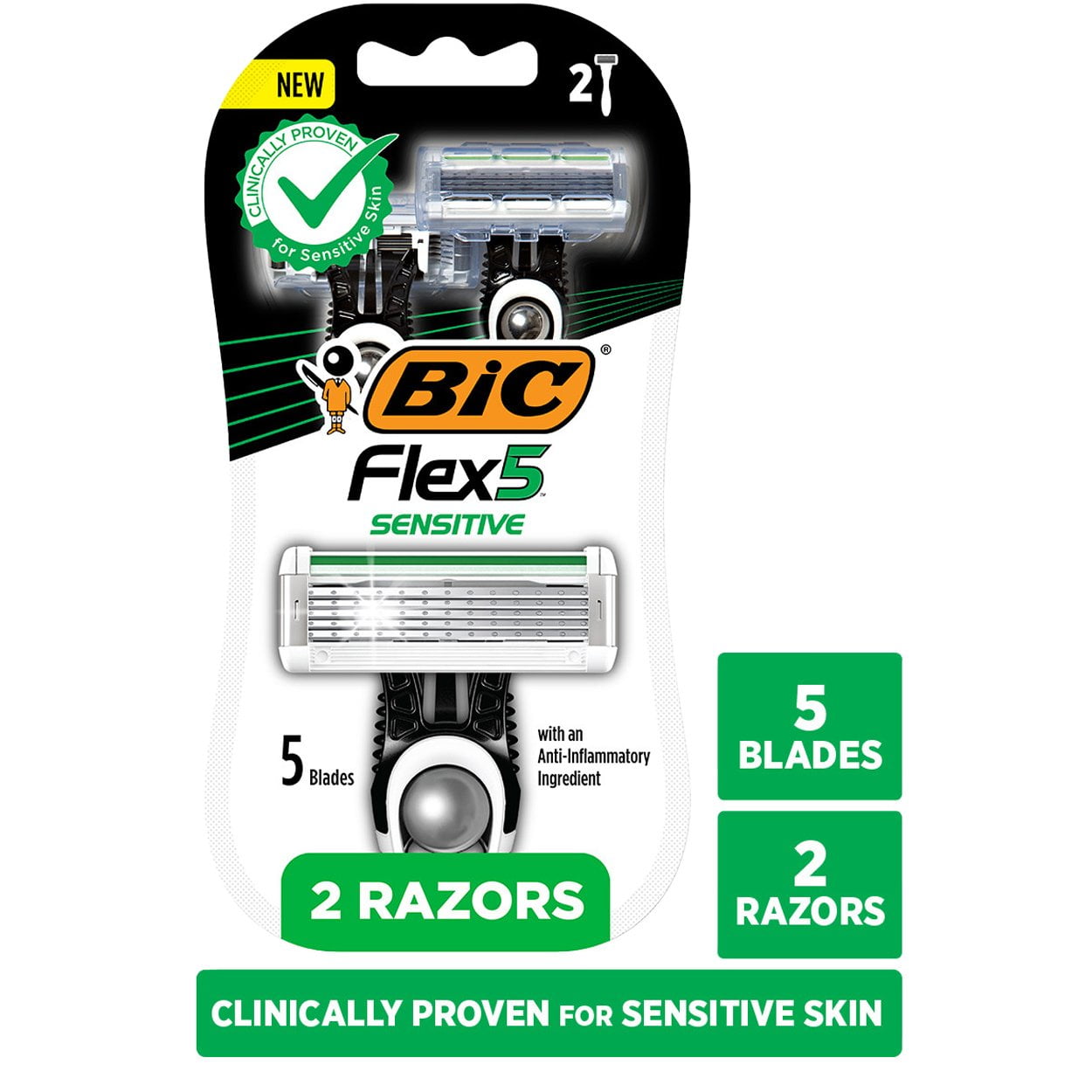 BIC Flex 5-Blade Sensitive Disposable Razors - 2 ct (Packaging May Vary ...