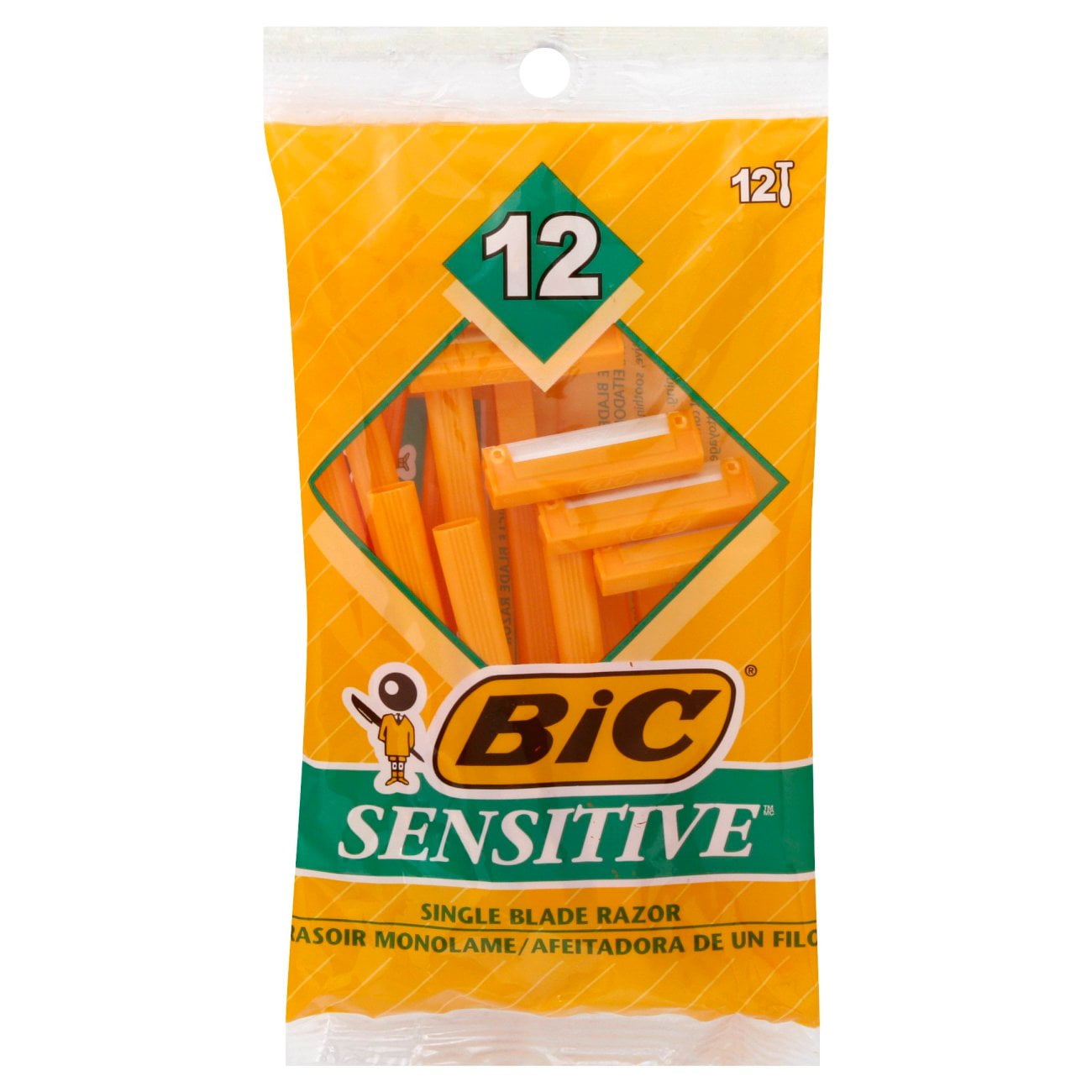 Pack of 2 BIC Sensitive Shaver Disposable Razor - Orange, 12 ct ...