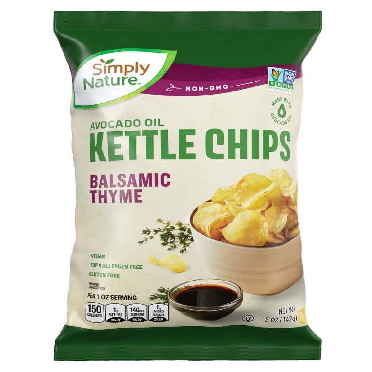 Pack of 2 - Balsamic Thyme Kettle Chips in Avocado Oil, 5 oz - Walmart.com