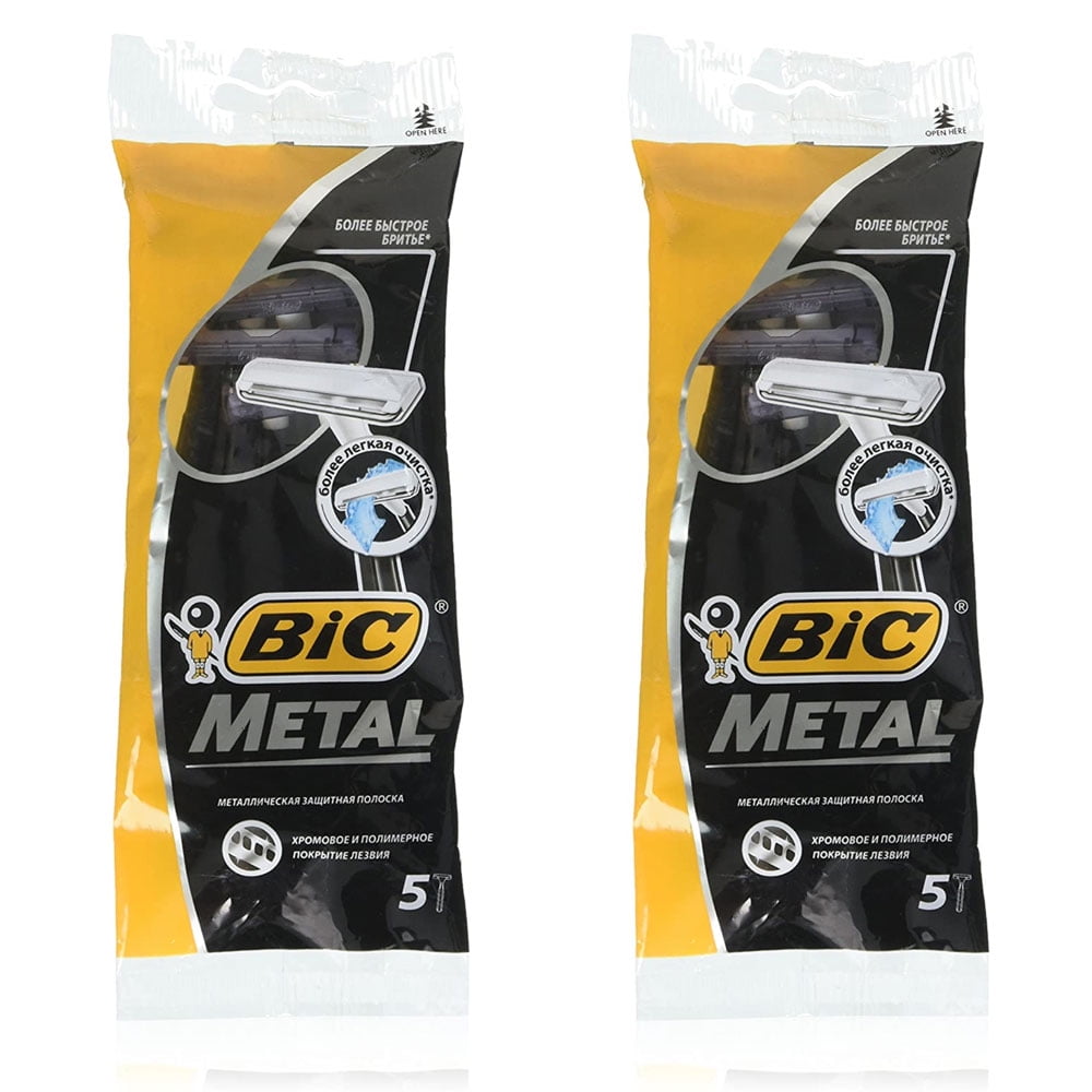 Pack of (2) Bic Metal Mens Disposable Shaving Razors, 5-Count x 1 Pack ...