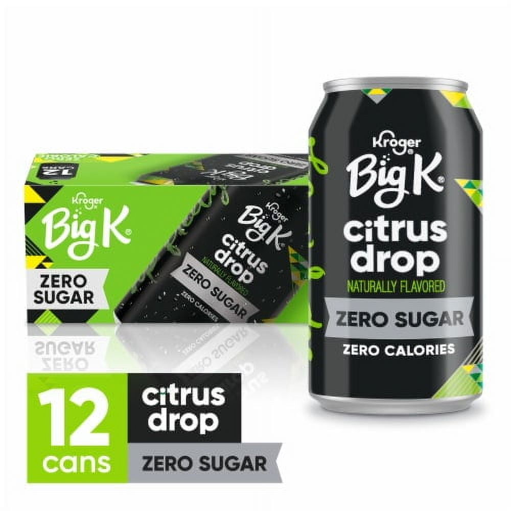 Pack of 2 - Big K Citrus Drop Zero Sugar Zero Calorie Soda Cans 12 pk ...