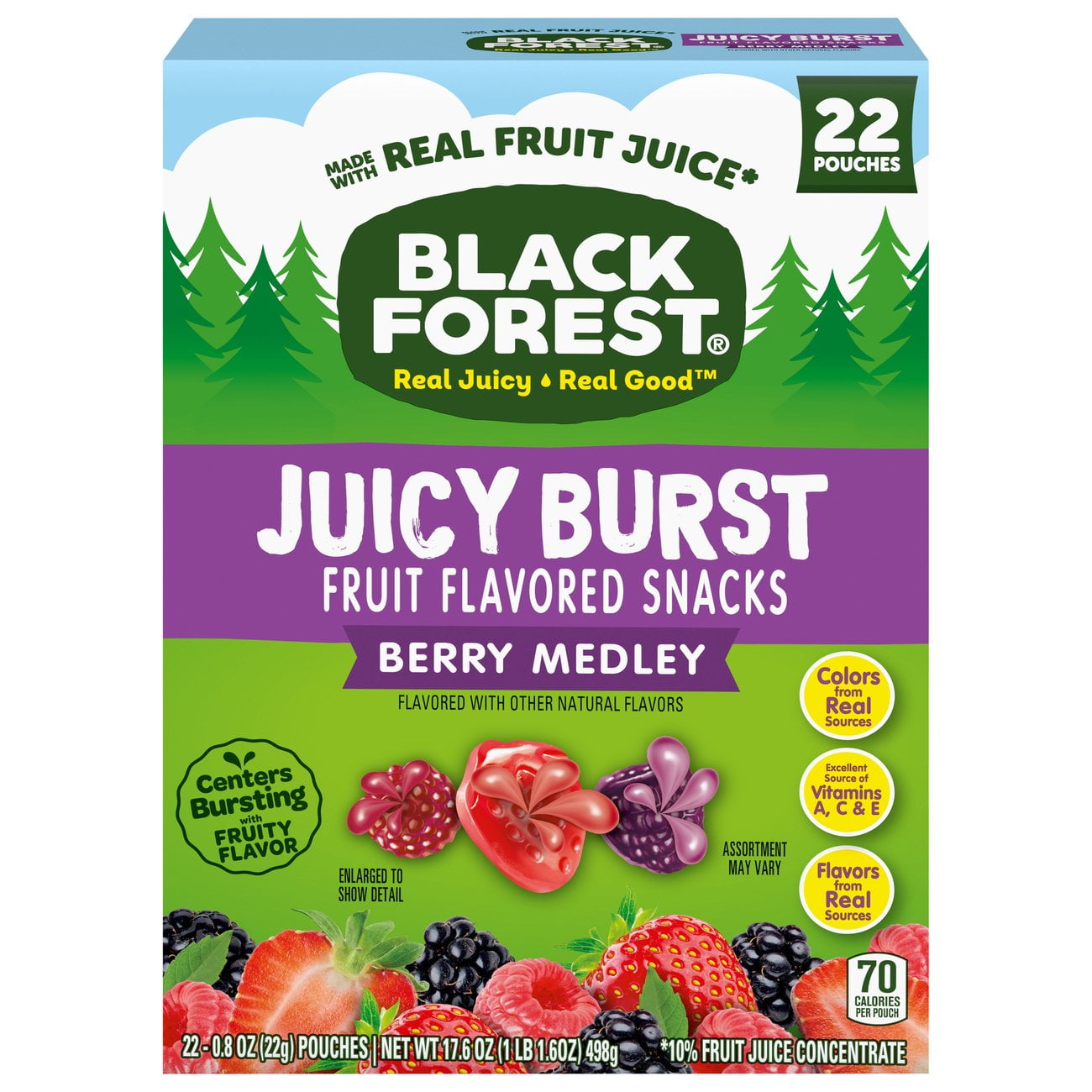 Pack of 2 Black Forest Juicy Burst Fruit Snack - Berry Medley, 22 ct ...